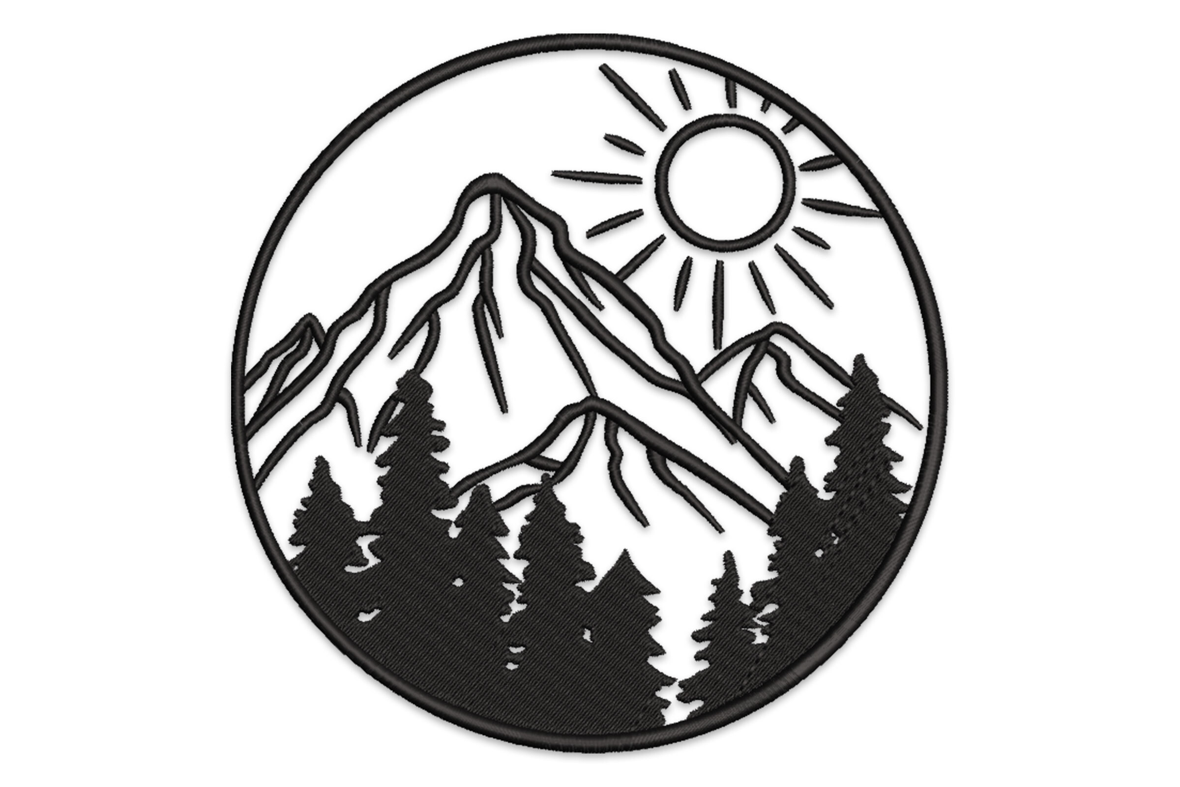Mountains and Forest Embroidery Design | Minimalist Landscape Machine ...