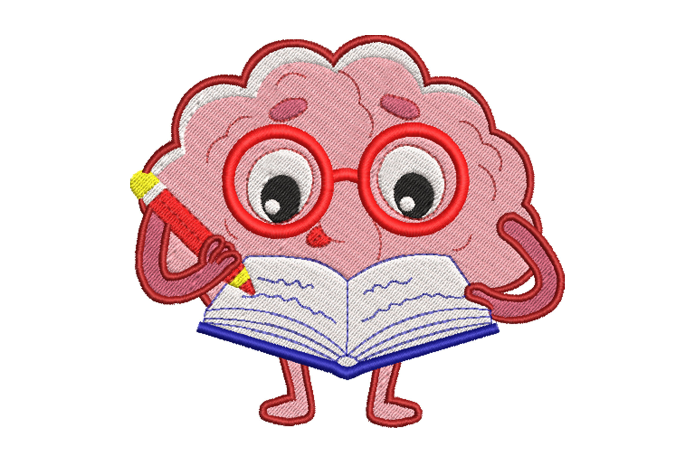 Cute Brain Reading Book Machine Embroidery Design | Embroidize