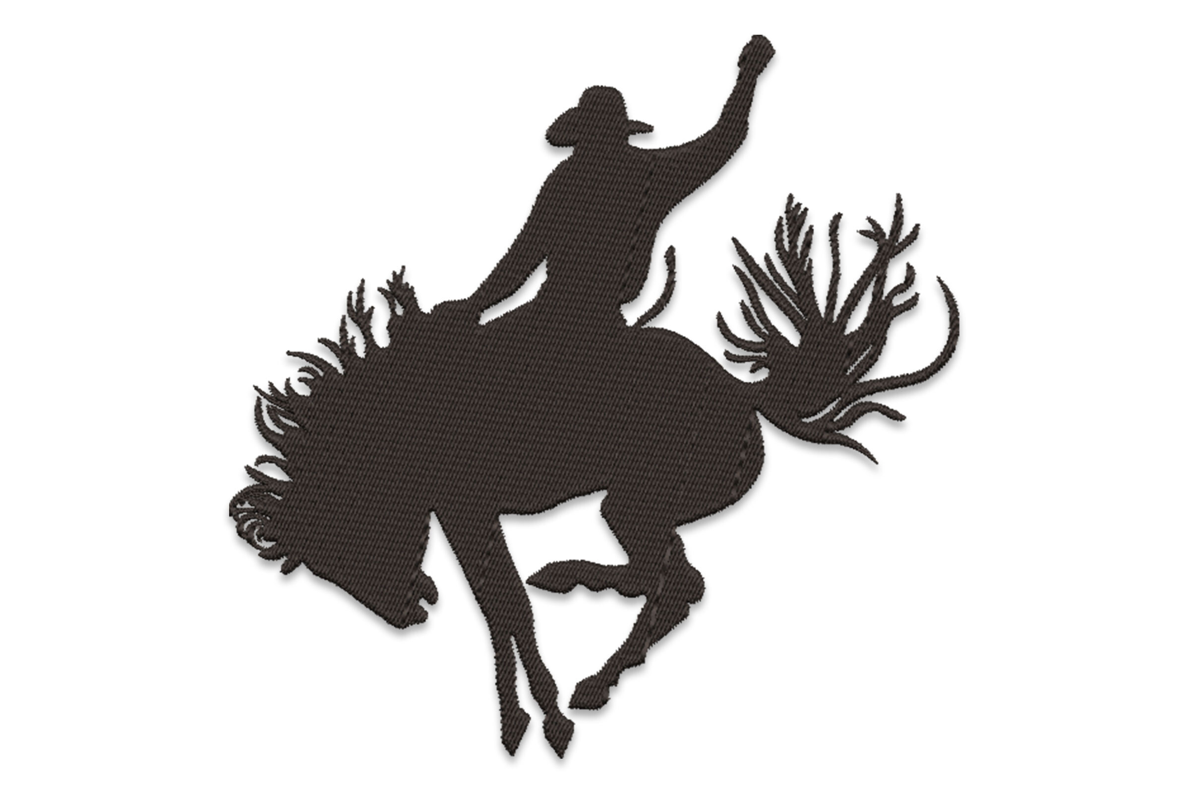Cowboy on Bucking Horse Embroidery Design | Western Rodeo Silhouette ...