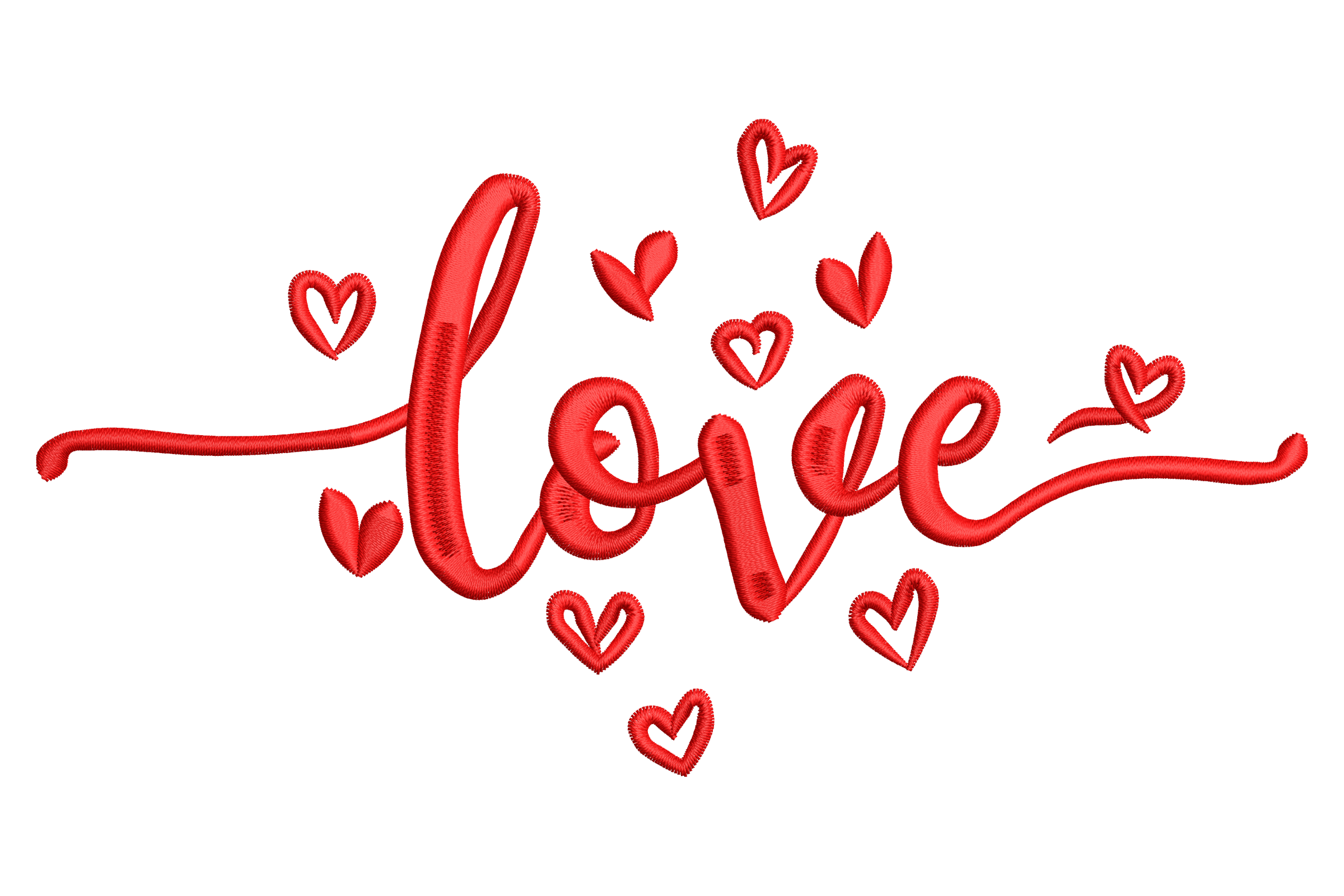 Love Embroidery Design – Red Cursive Heart Script File for Romantic ...
