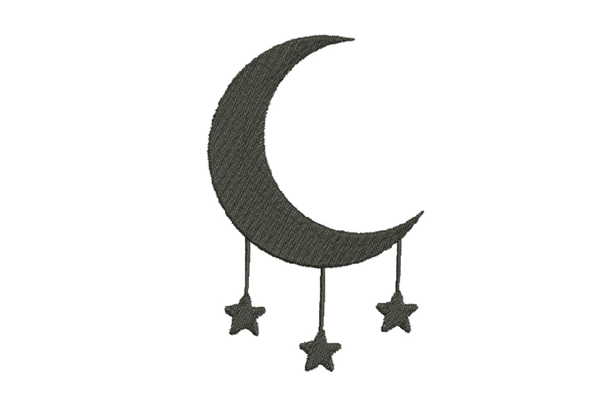 Crescent Moon & Stars – Machine Embroidery Design | Embroidize