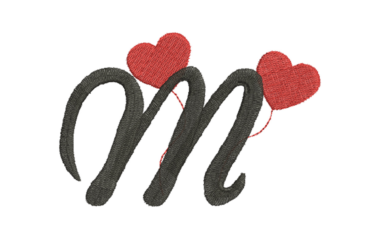 Heart Alphabet Letter M – Machine Embroidery Design | Embroidize