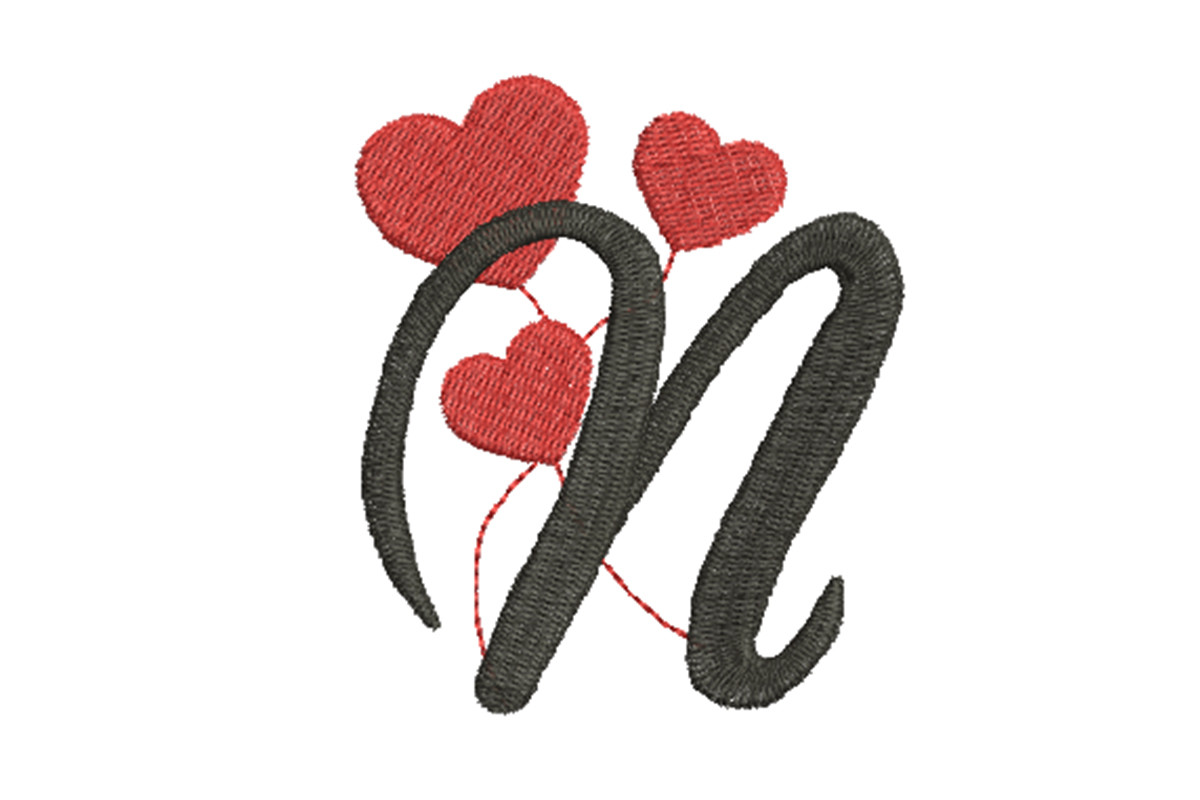 Heart Alphabet Letter N – Machine Embroidery Design | Embroidize