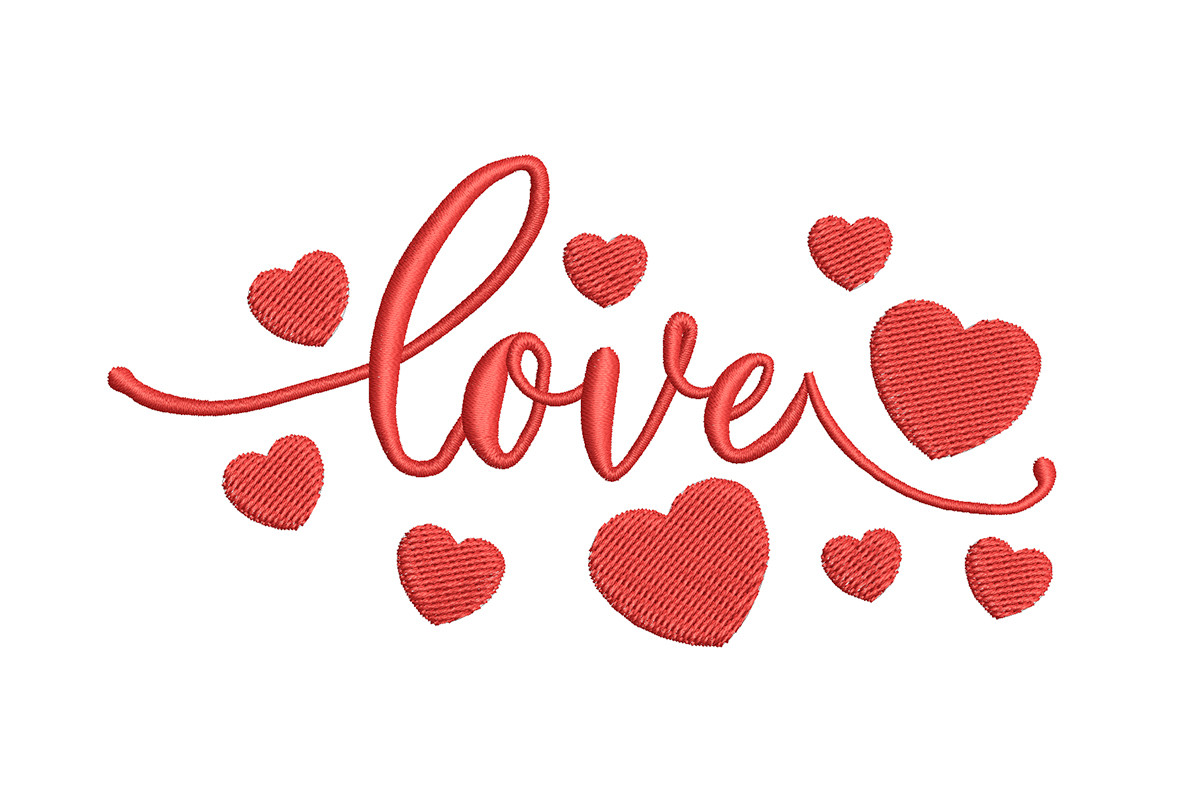 Love Script with Hearts – Machine Embroidery Design | Embroidize