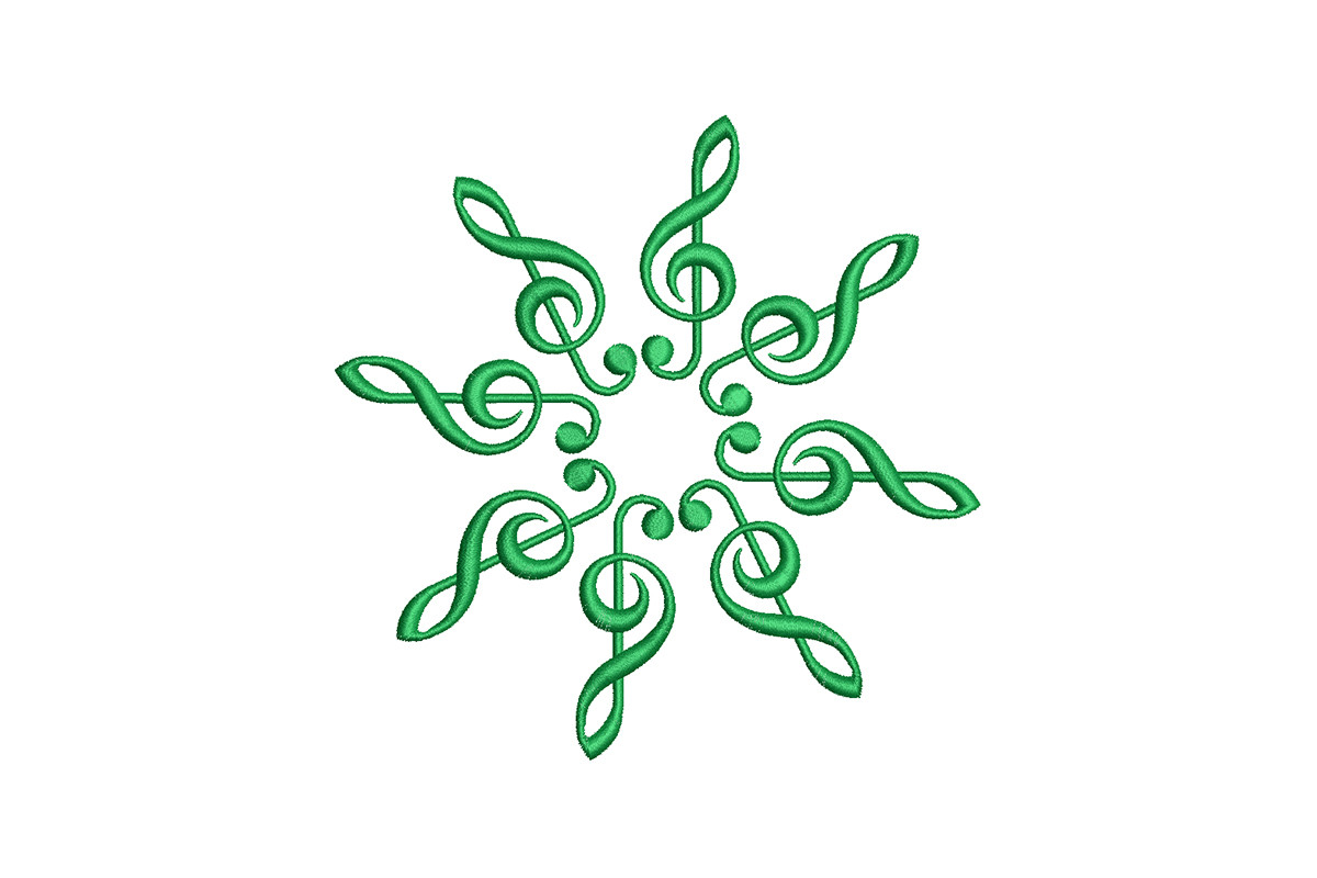 Treble-Clef Snowflake – Machine Embroidery Design | Embroidize