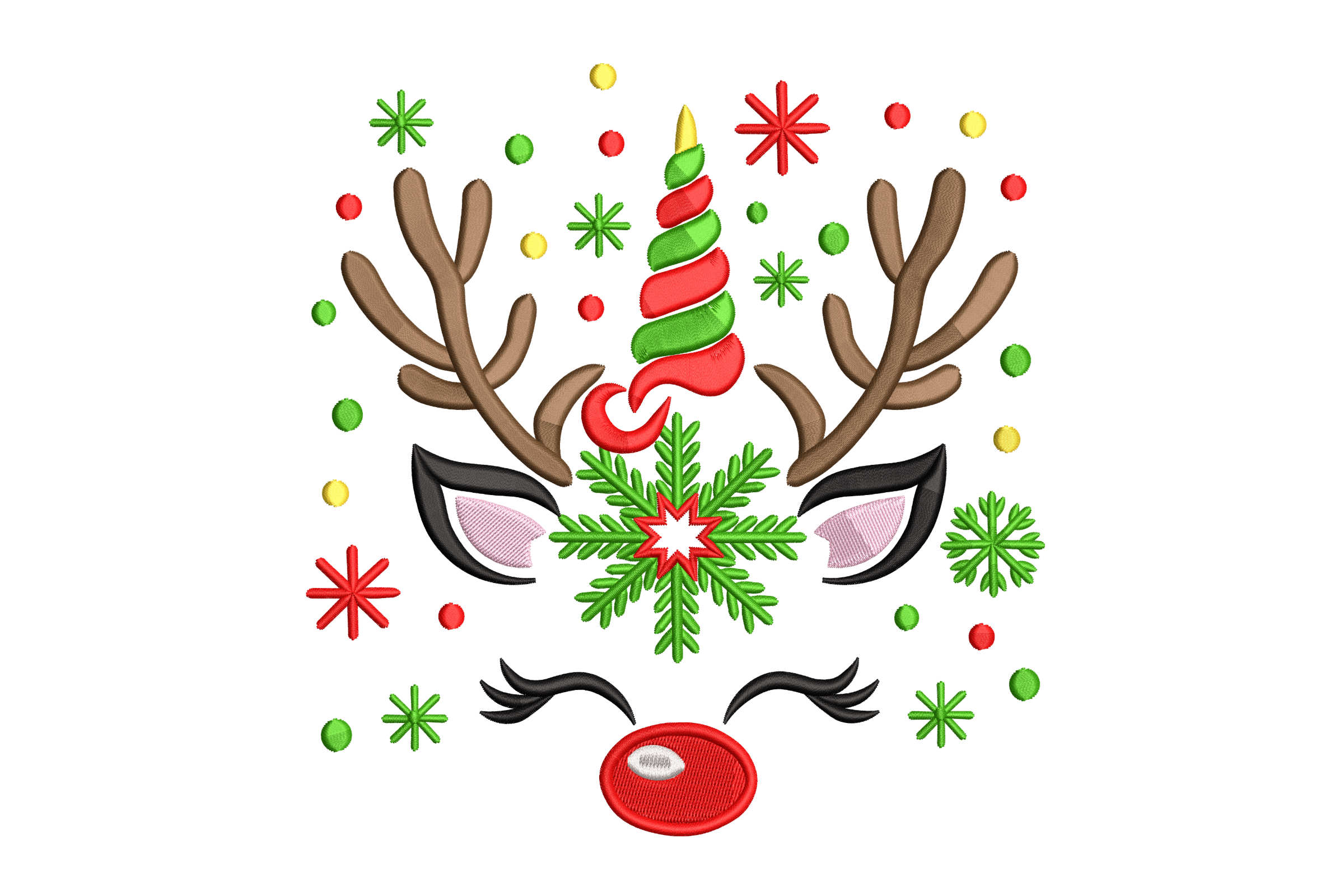Reindeer Unicorn Face – Christmas Machine Embroidery File | Embroidize