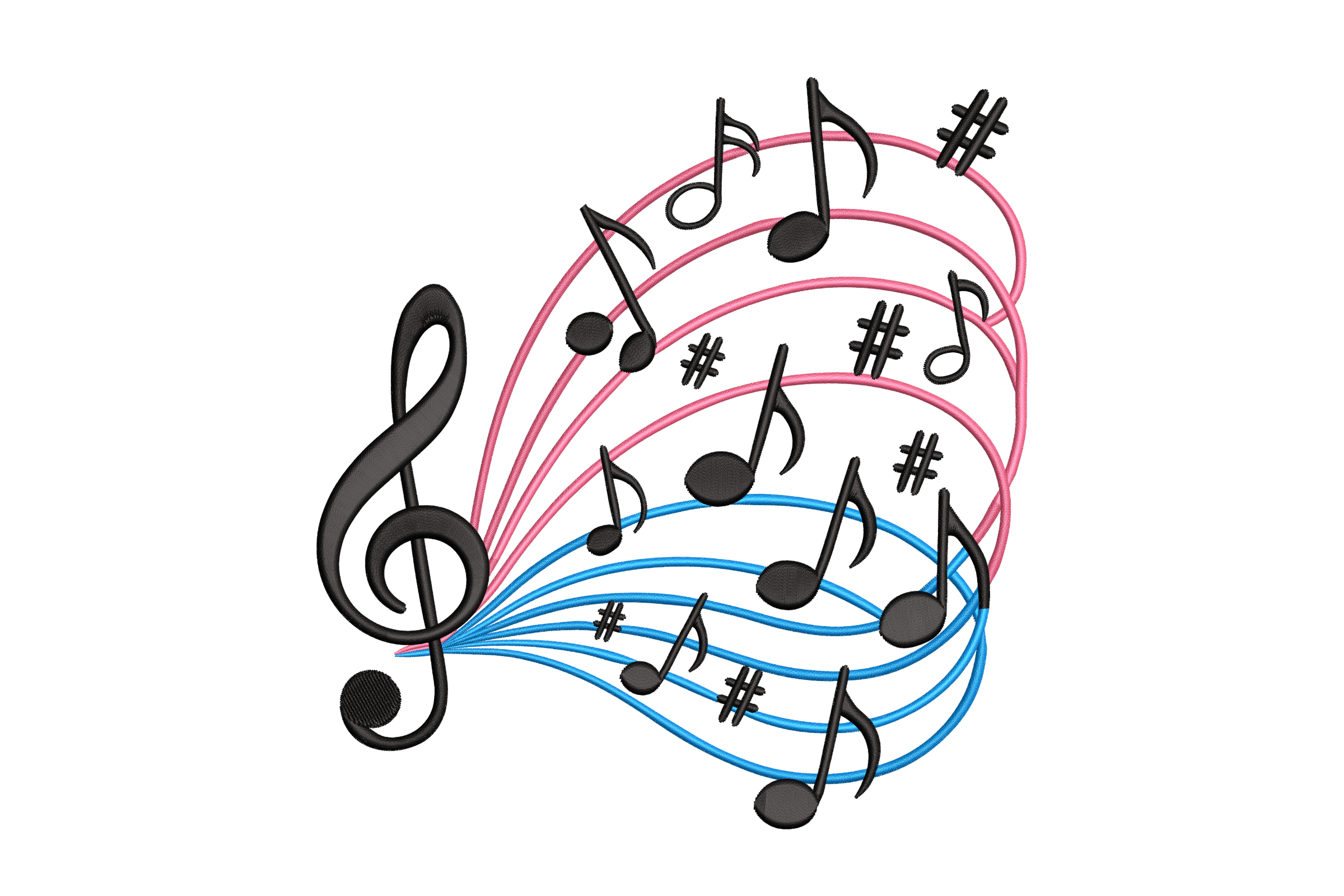 Musical Notes Flow – Music Embroidery Design File | Embroidize