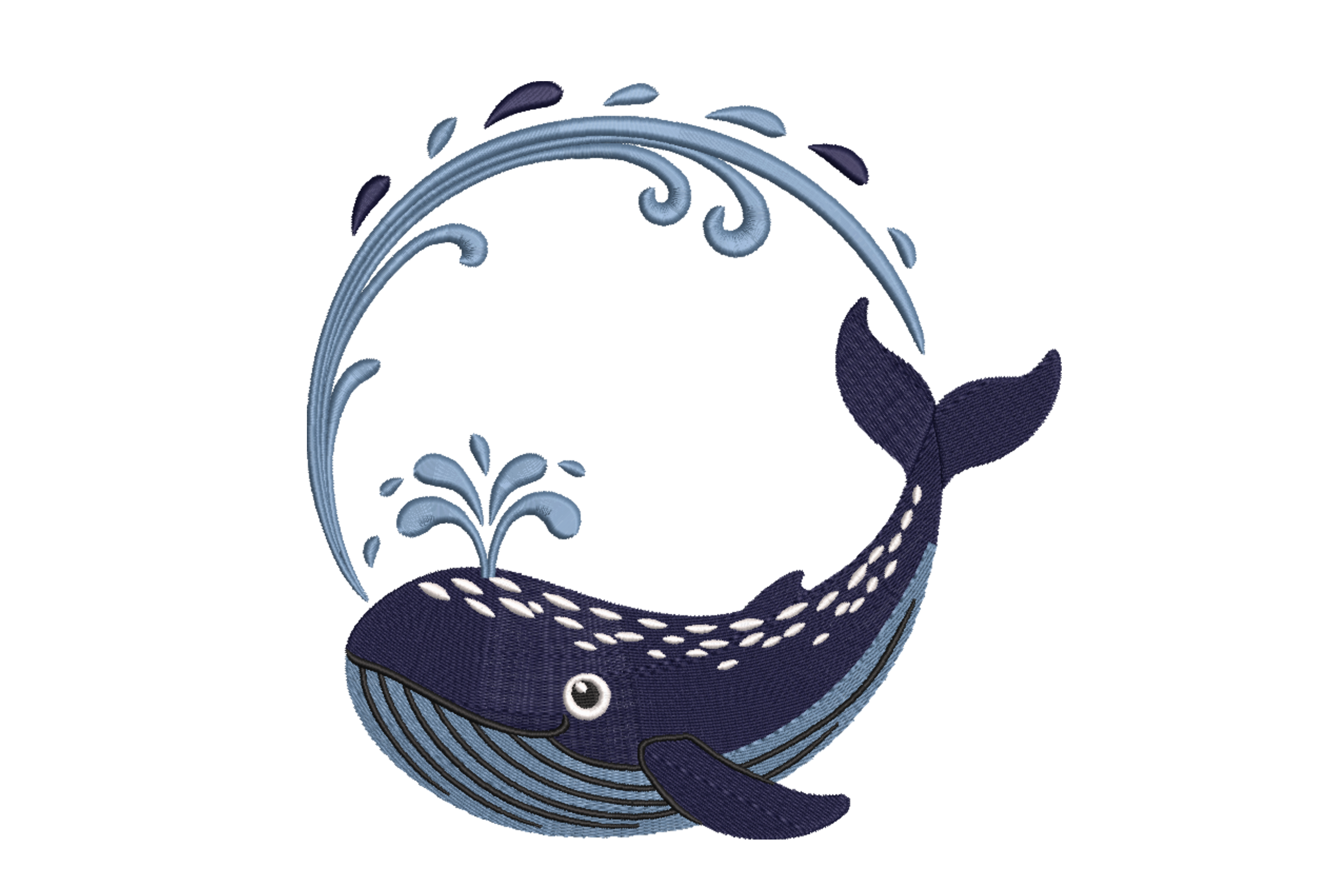 Smiling Whale Splash Embroidery Design – Ocean Nursery File | Embroidize