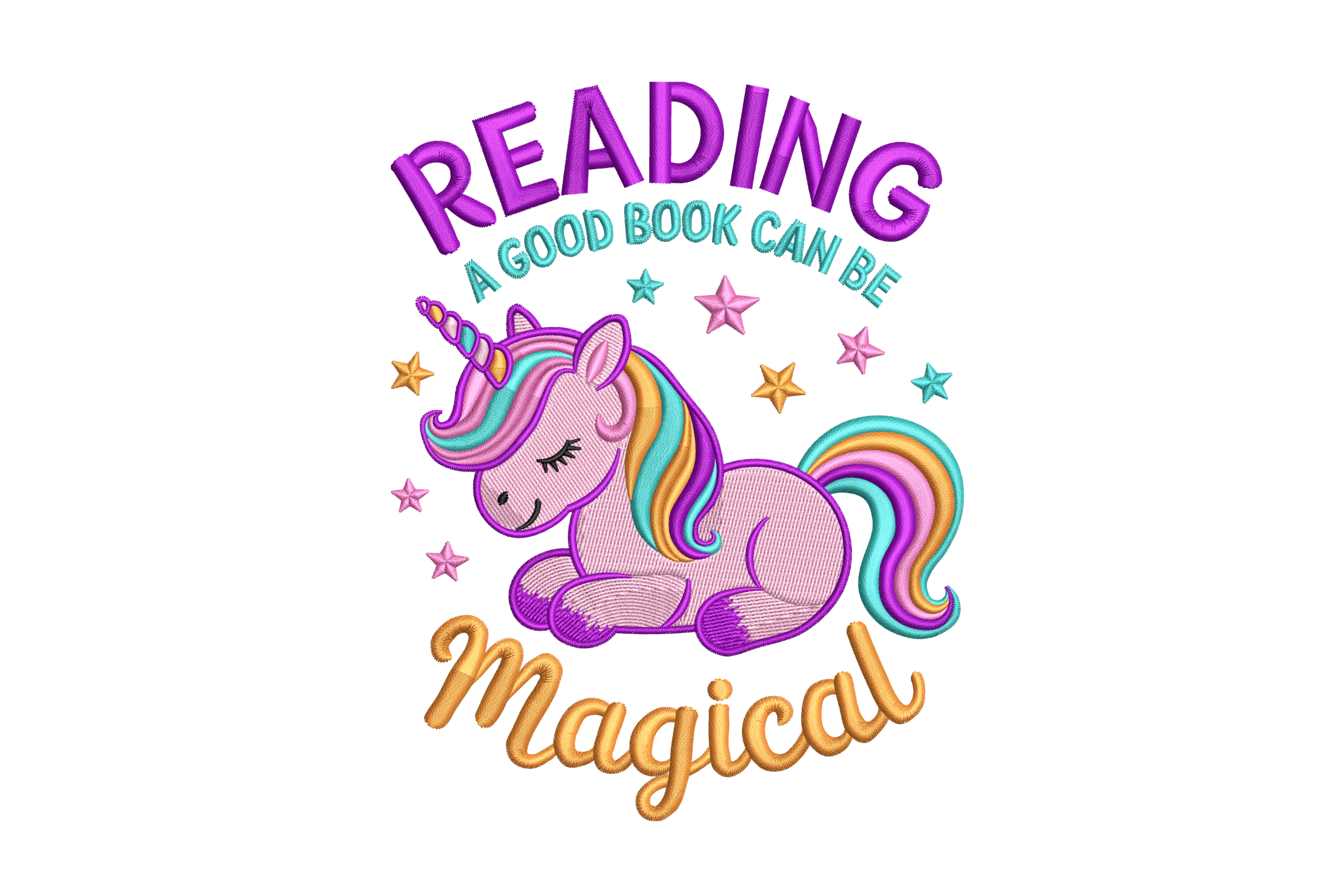 Reading Is Magical Unicorn – Machine Embroidery (4 Sizes) | Embroidize