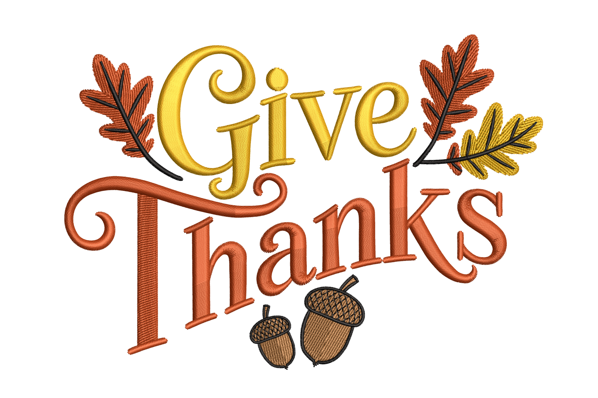 Give Thanks Embroidery Design – Autumn Thanksgiving File | Embroidize