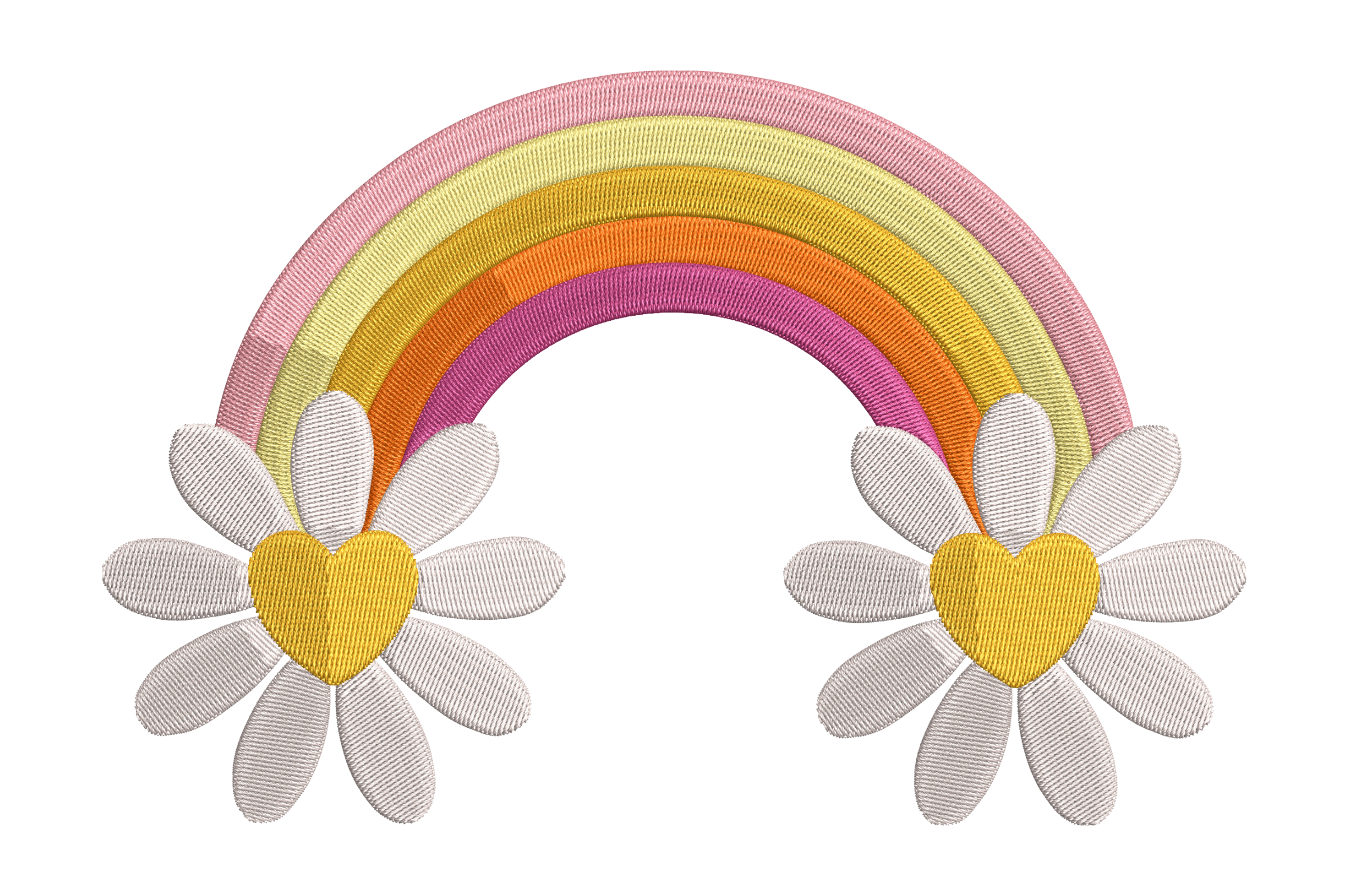 Rainbow Daisy Heart – Embroidery Design File | Embroidize