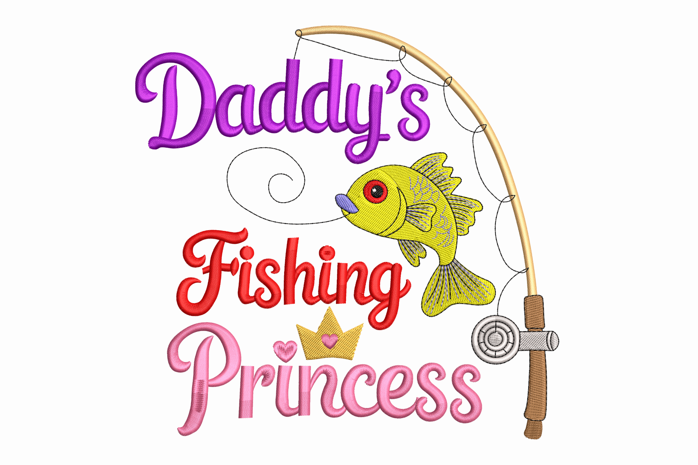 Daddy’s Fishing Princess Embroidery Design – Cute Outdoor File | Embroidize