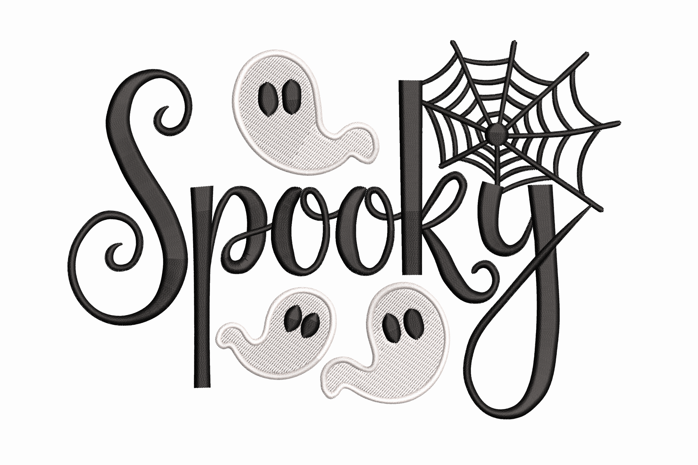 Spooky Word Art with Ghosts & Web – Halloween Embroidery | Embroidize