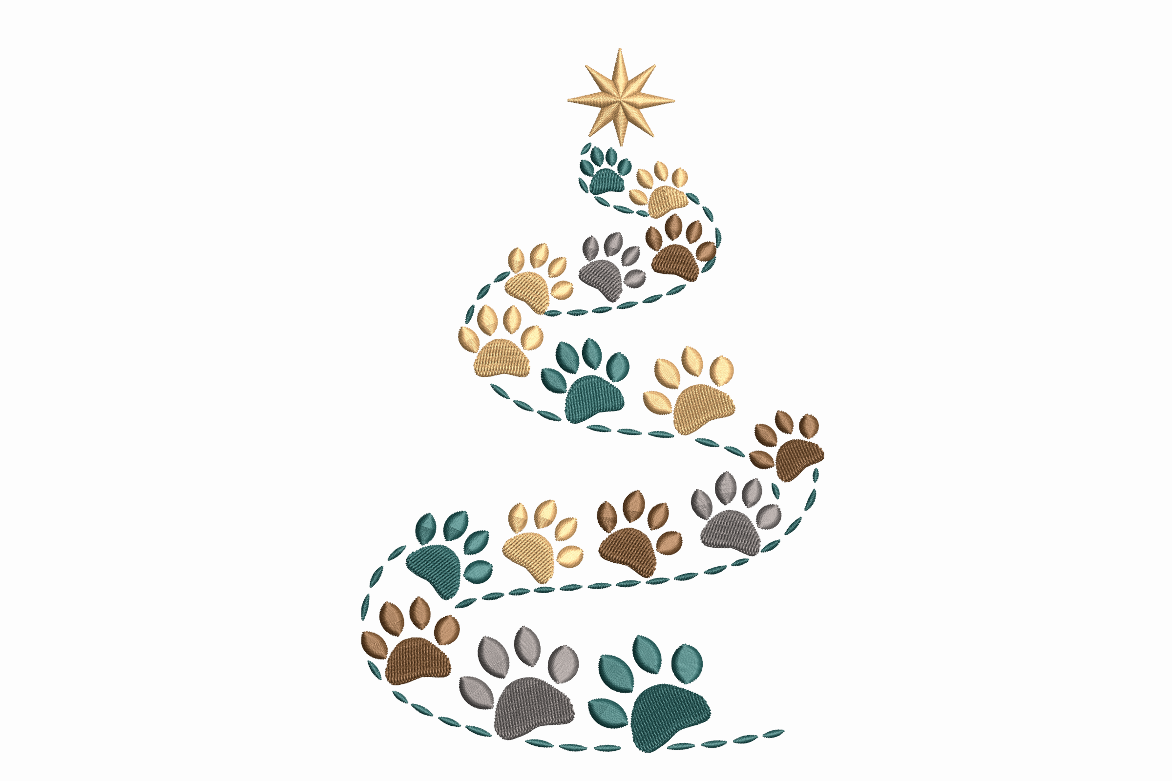 Paw Prints Christmas Tree – Festive Pet Embroidery | Embroidize