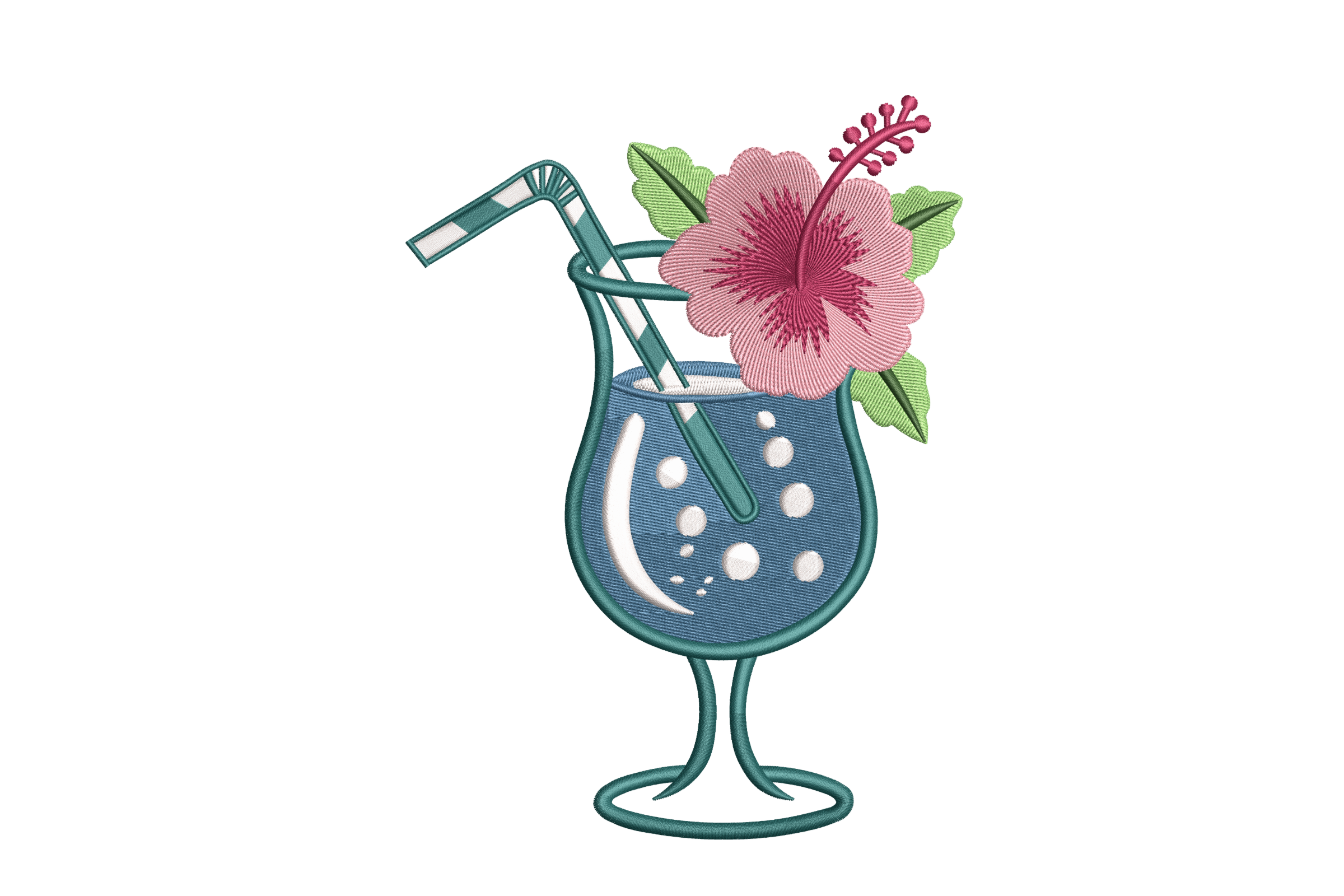 Tropical Cocktail Glass Embroidery Design – Summer Drink | Embroidize