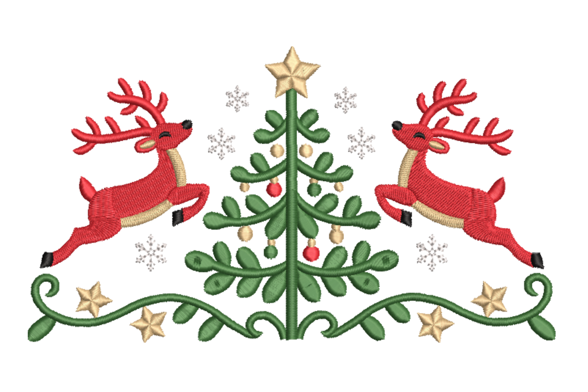 Reindeer & Christmas Tree – Holiday Machine Embroidery Design | Embroidize