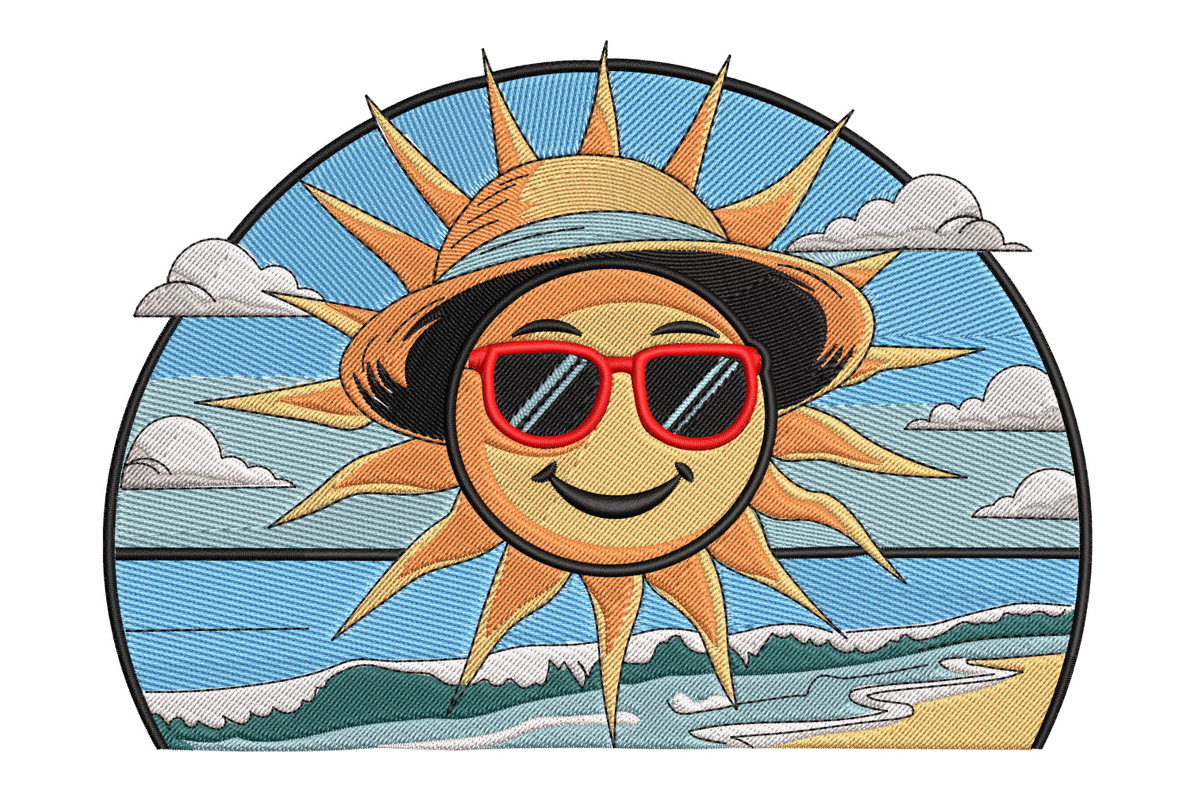 Sun Hat Beach – Summer Embroidery Patch Design | Embroidize