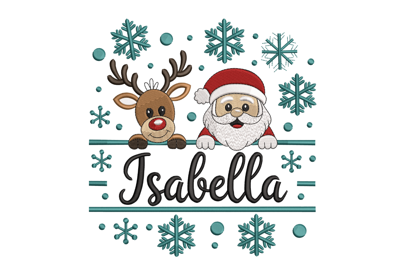 Santa & Reindeer Name – Custom Christmas Embroidery | Embroidize