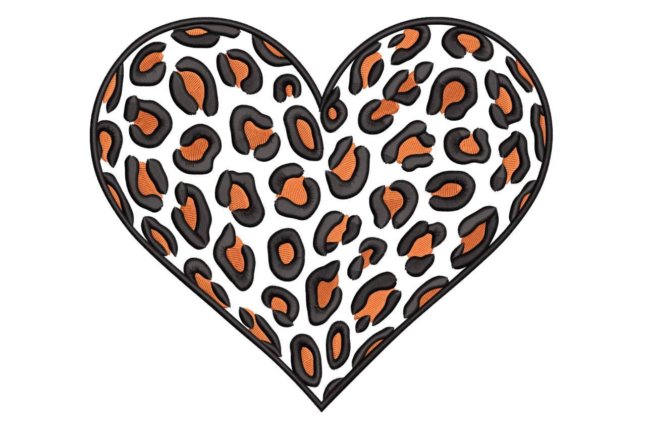 Leopard Print Heart – Wild Machine Embroidery Design | Embroidize