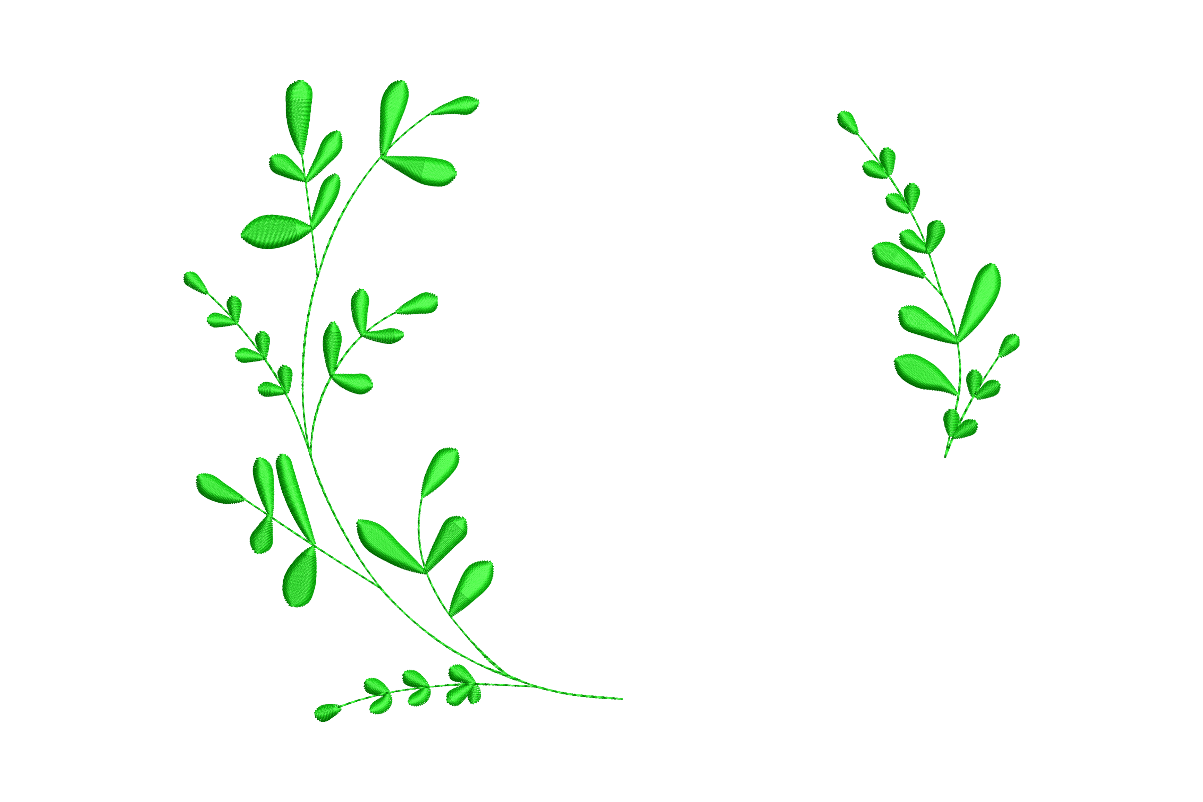 Green Botanical Sprig – Leaf Embroidery Design | Embroidize