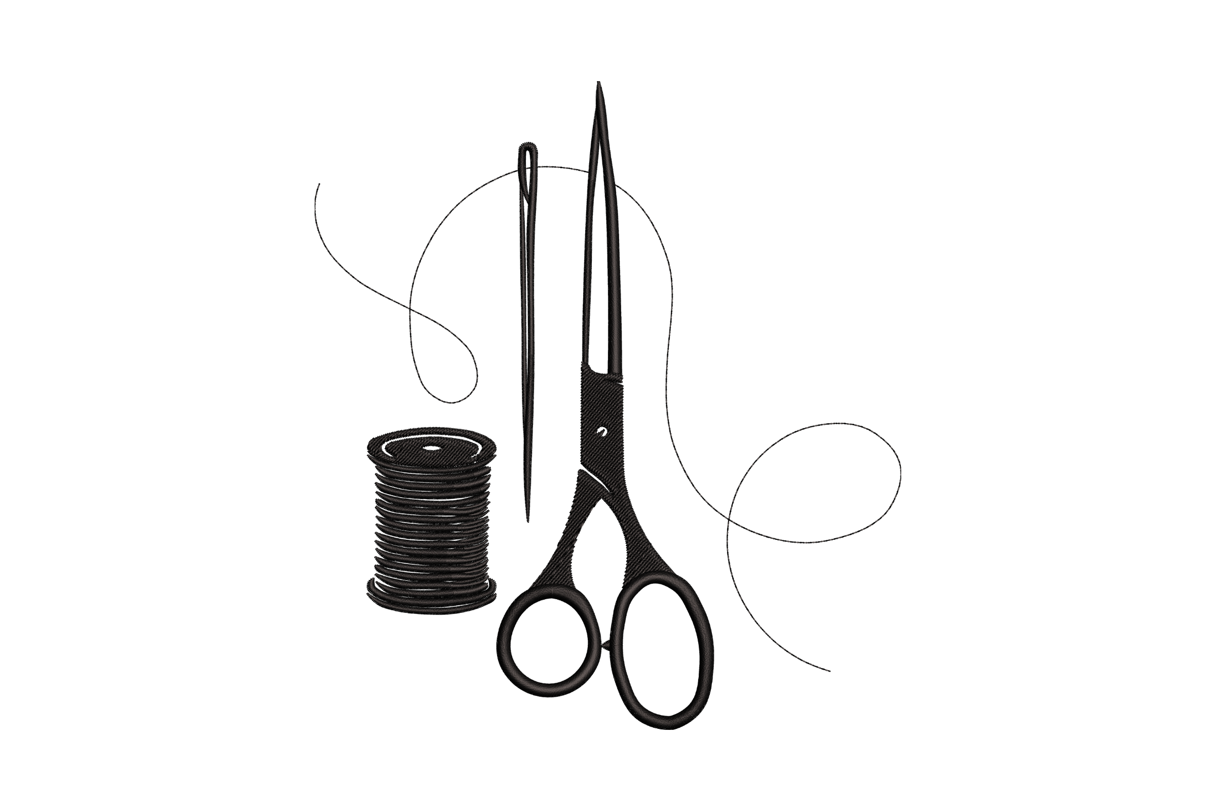 Thread, Needle & Scissors – Machine Embroidery Design | Embroidize