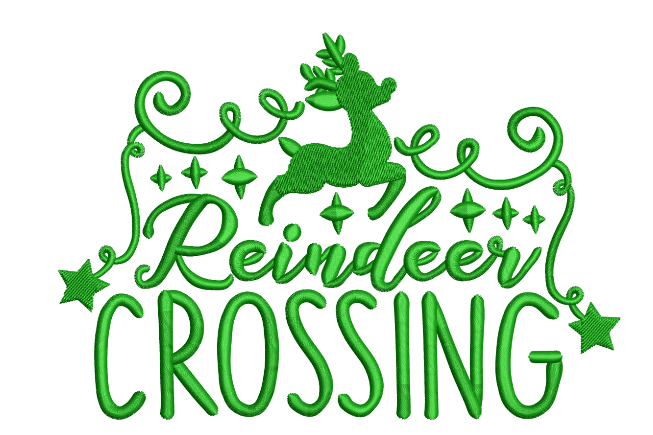 Reindeer Crossing Sign – Christmas Embroidery Design | Embroidize