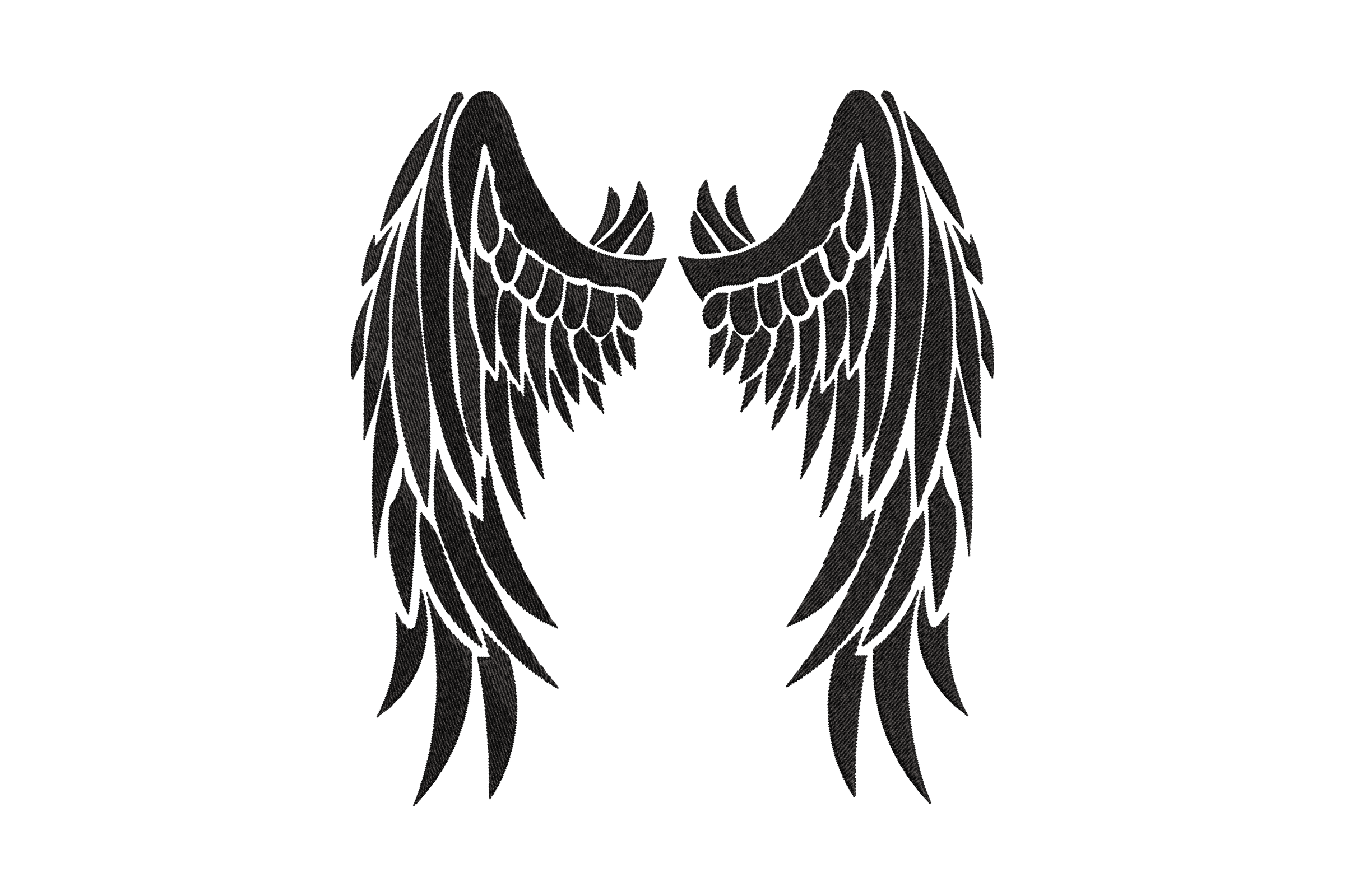 Feathered Angel Wings – Blackwork Machine Embroidery Design | Embroidize