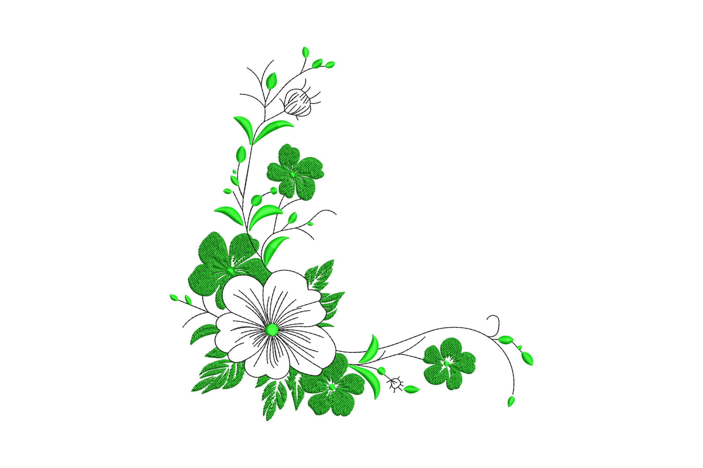 Shamrock Flower Corner – St. Patrick’s Embroidery Design | Embroidize