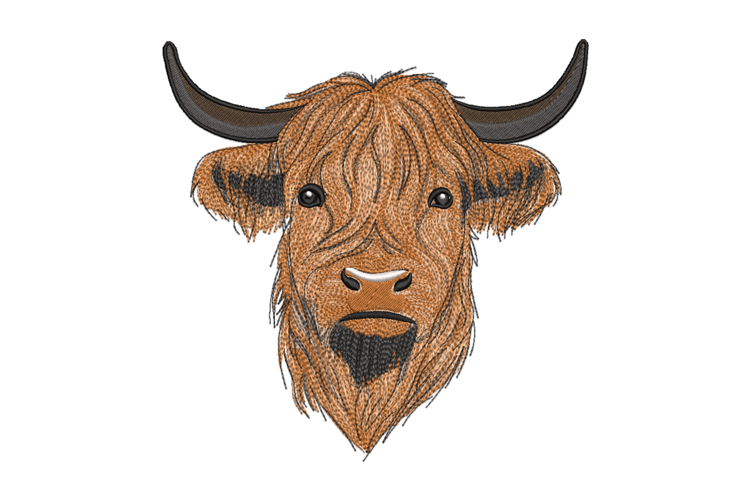 Highland Cow Head Embroidery Design | Embroidize