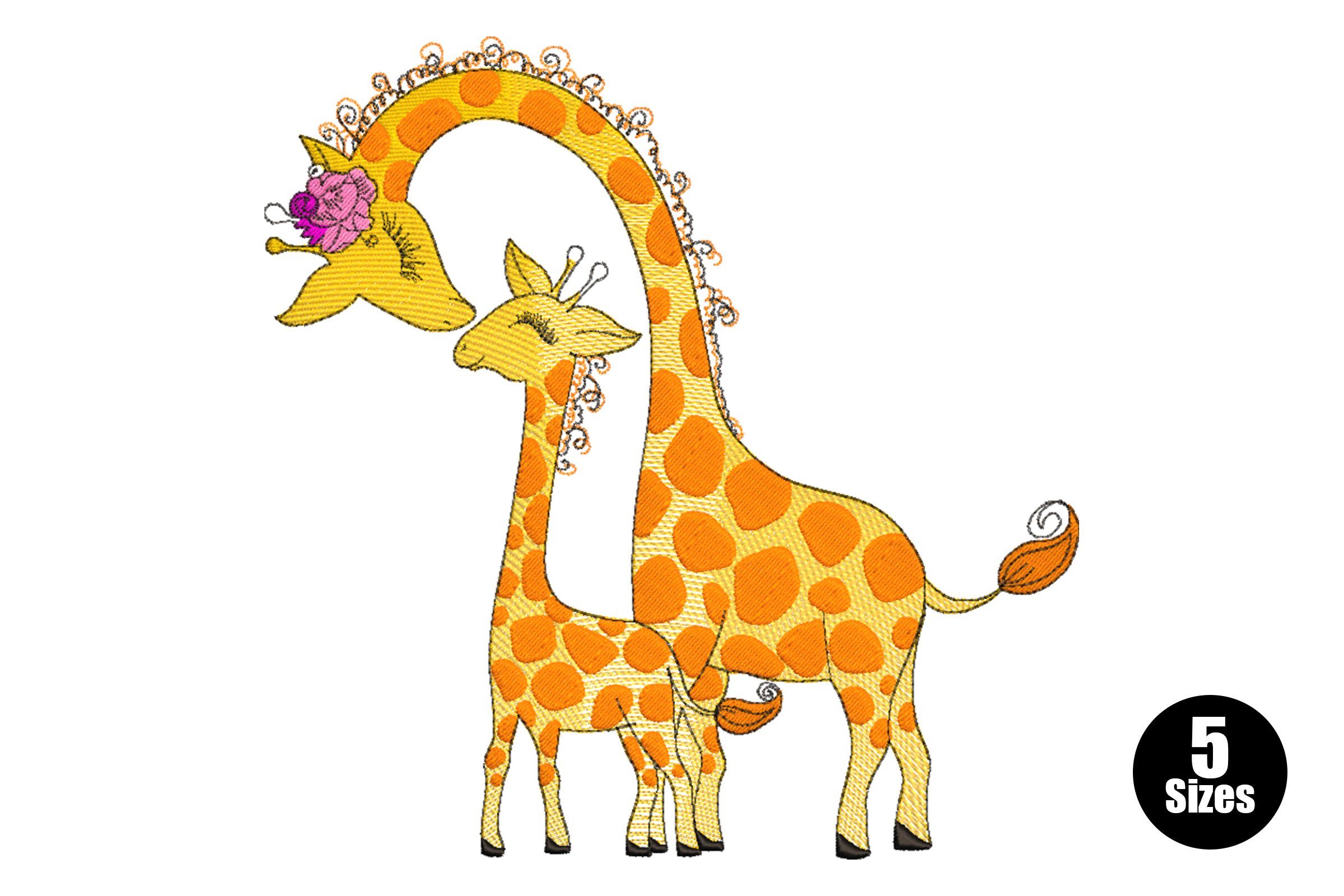 Mother & Baby Giraffe – Machine Embroidery Safari Design | Embroidize