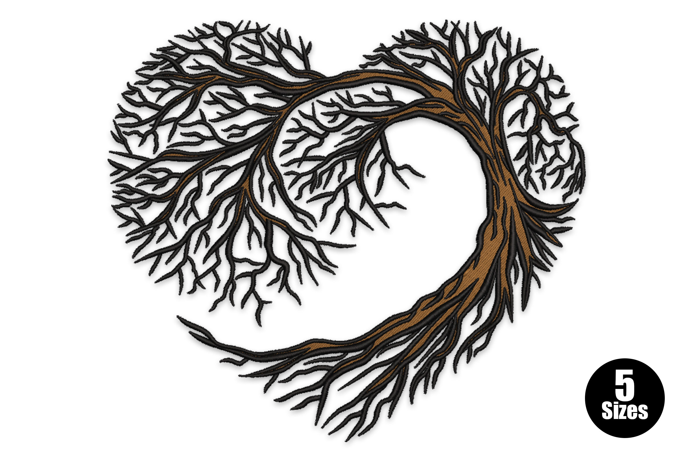 Heart Tree Roots – Modern Family Tree Embroidery Design | Embroidize