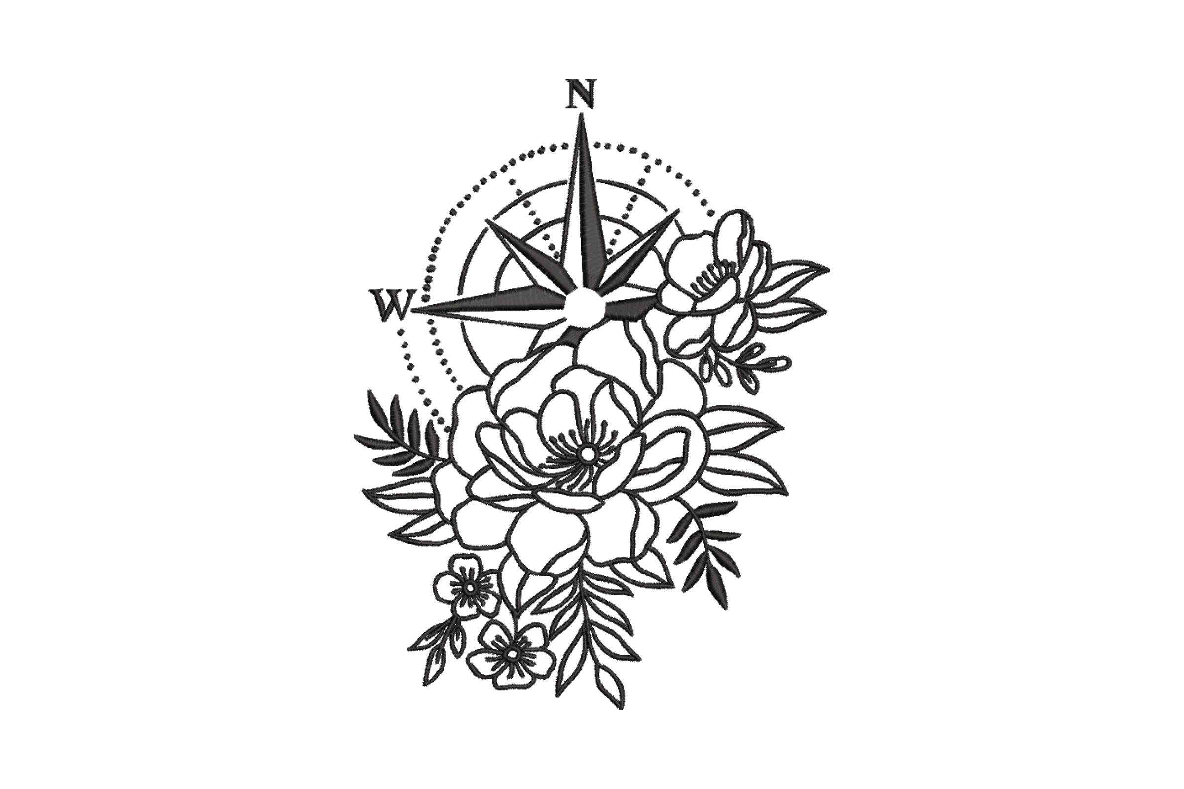 Floral Compass Rose – Boho Embroidery Design | Embroidize