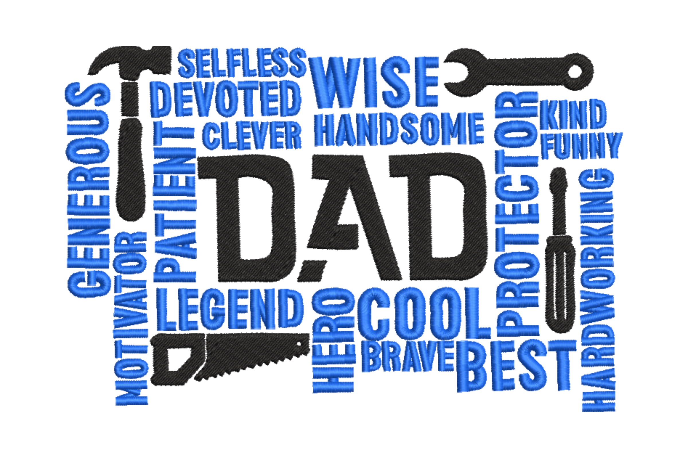 Dad Word Cloud – Father’s Day Embroidery Design | Embroidize