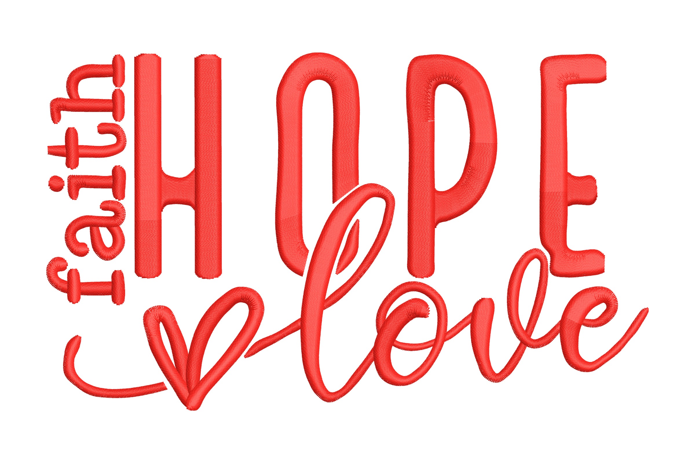 Faith HOPE Love – Modern Script Machine Embroidery Design | Embroidize