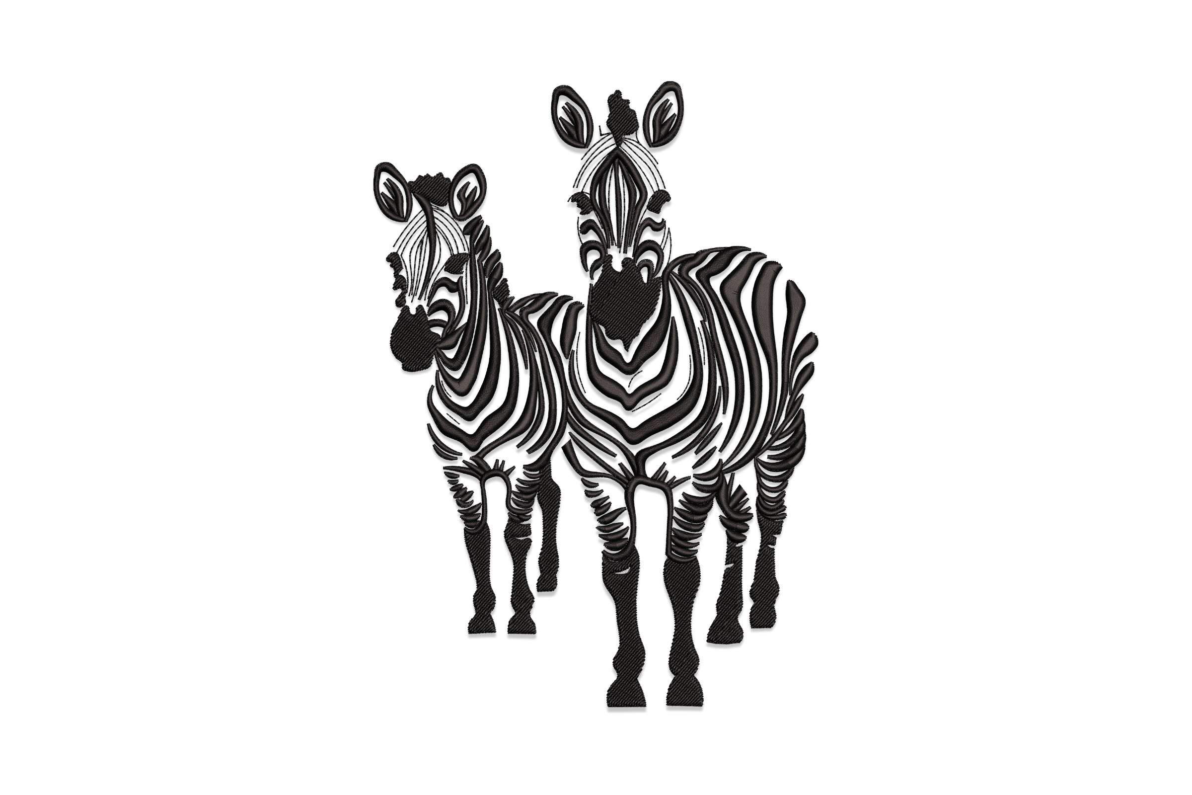 Zebra Duo Line Art – Wild Animal Embroidery | Embroidize