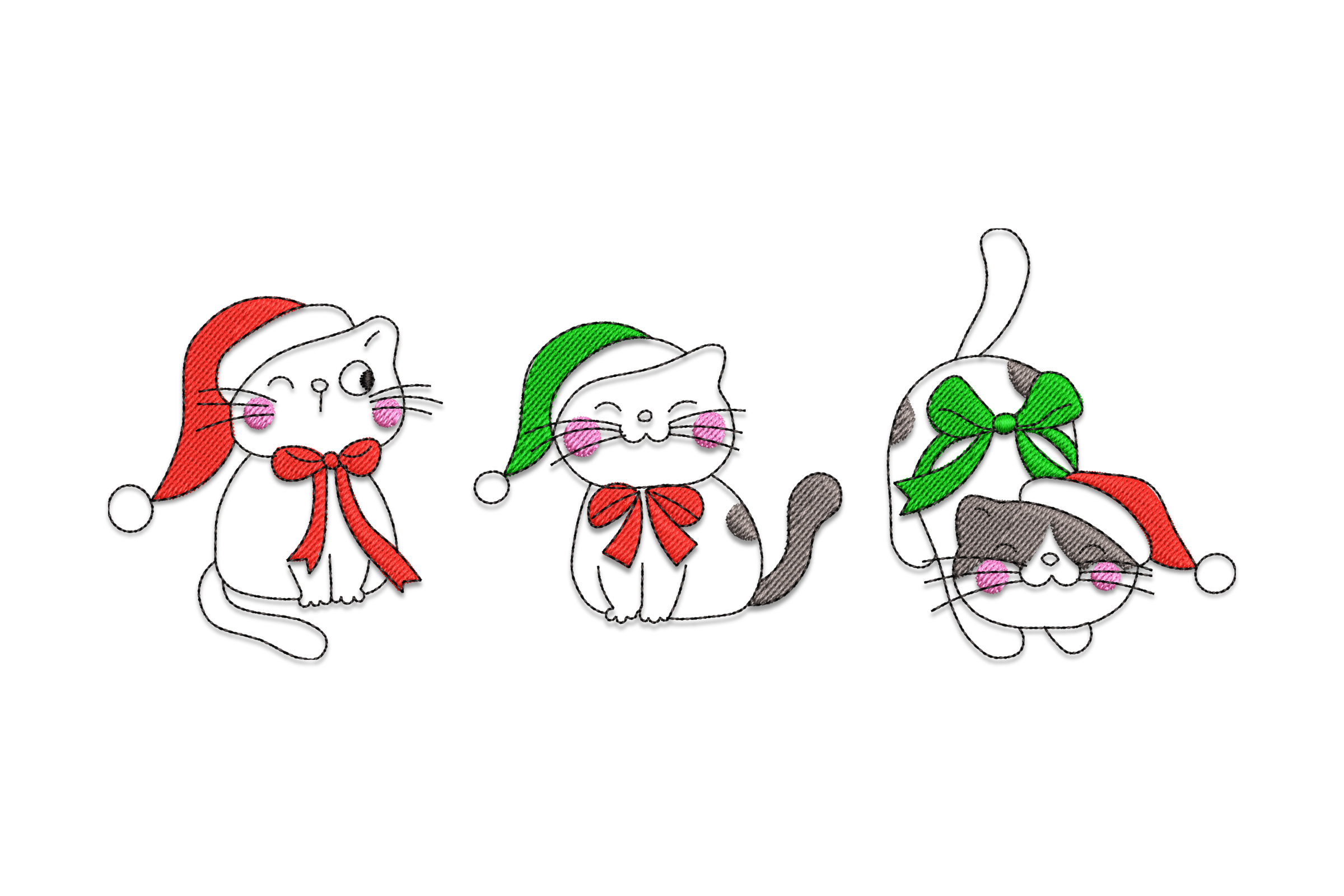 Festive Christmas Cats – Holiday Embroidery Design | Embroidize
