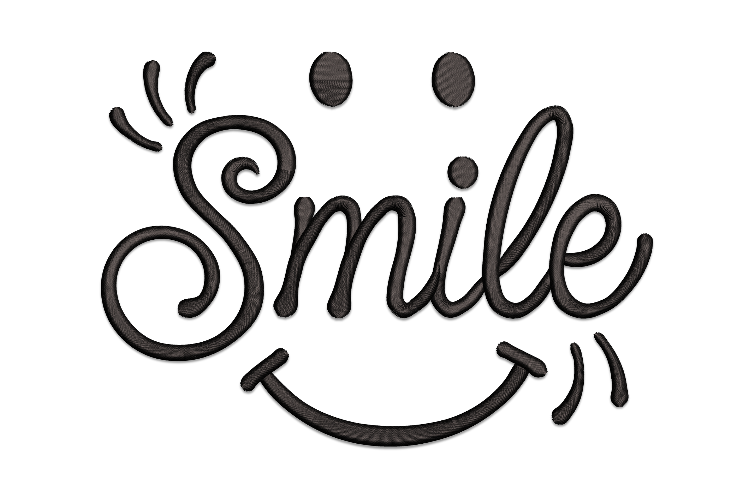 Smile Script Face – Happy Quote Machine Embroidery Design | Embroidize