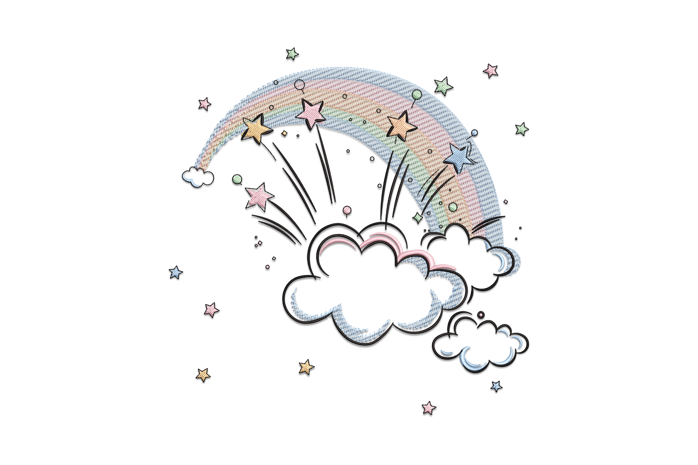 Pastel Rainbow Clouds – Machine Embroidery Design | Embroidize