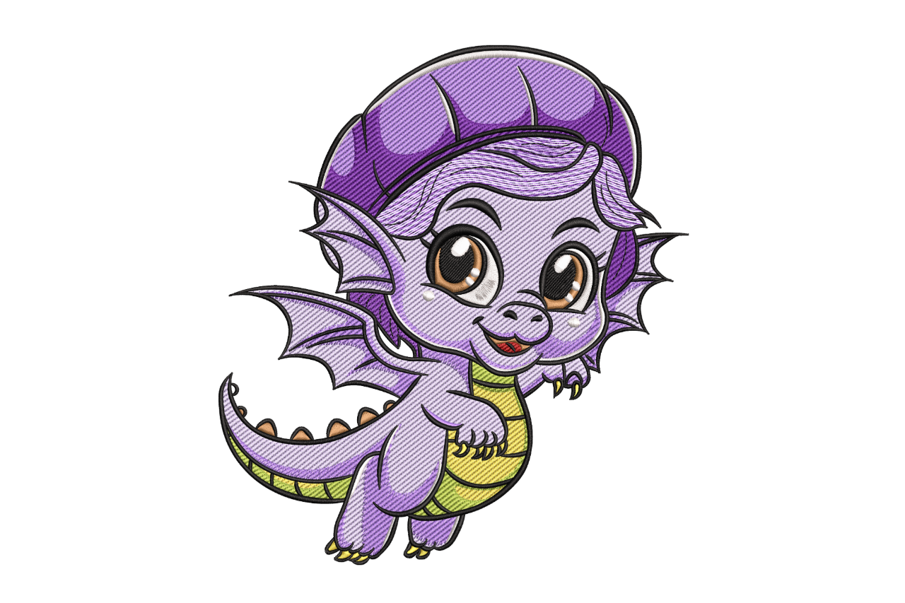 Cute Purple Baby Dragon – Machine Embroidery Design | Embroidize
