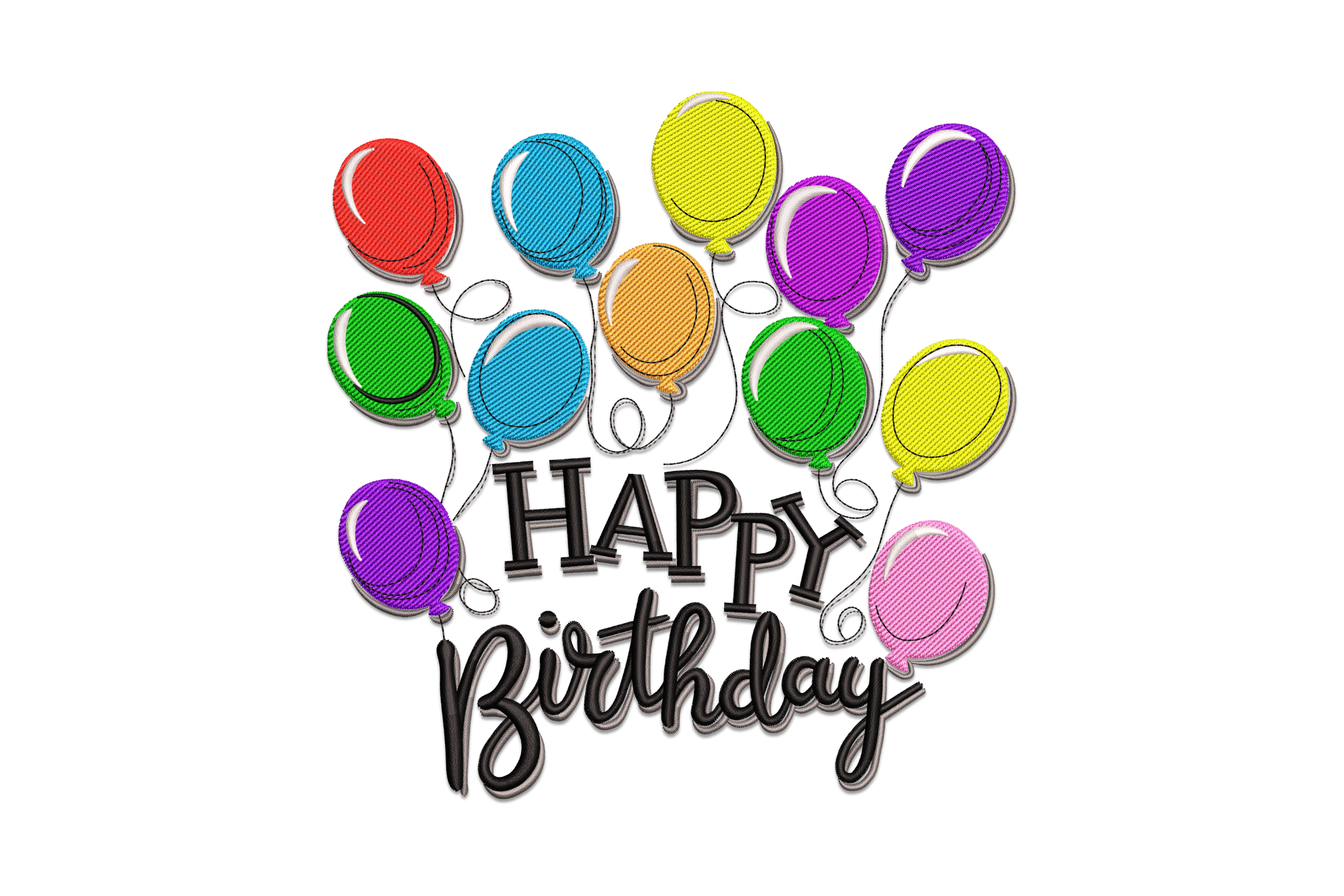 Happy Birthday Balloons – Machine Embroidery Design | Embroidize
