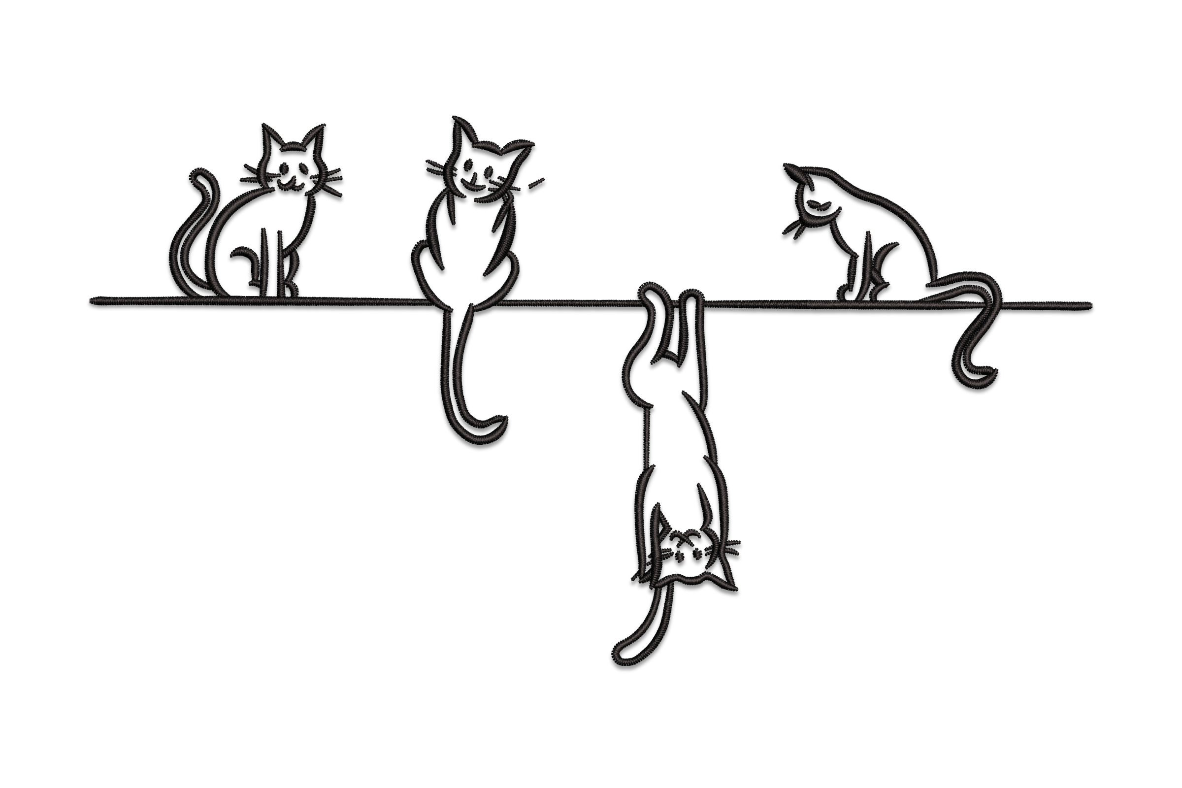 Hanging Line Cats – Machine Embroidery Design | Embroidize