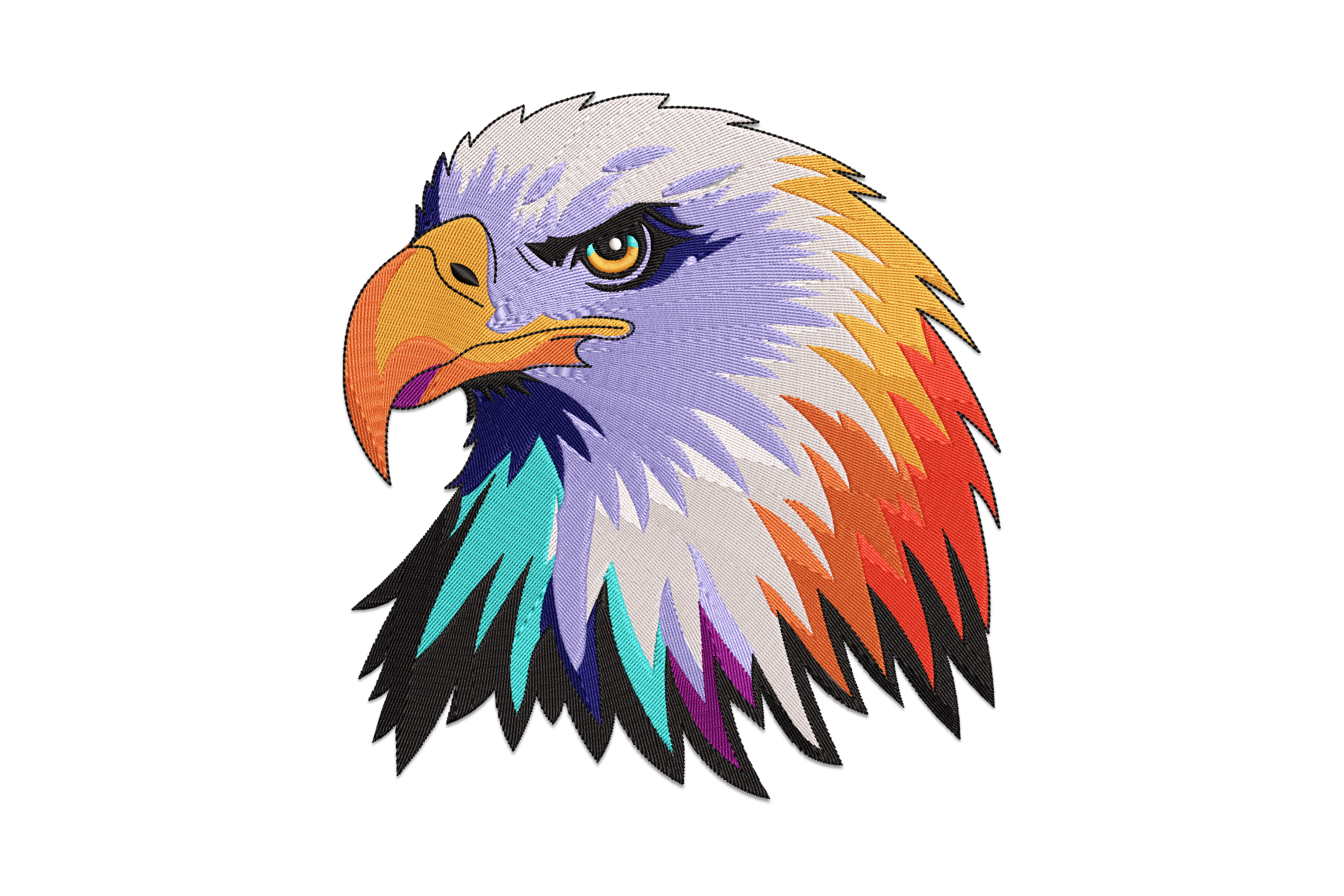 Rainbow Eagle Head – Bold Machine Embroidery Design | Embroidize