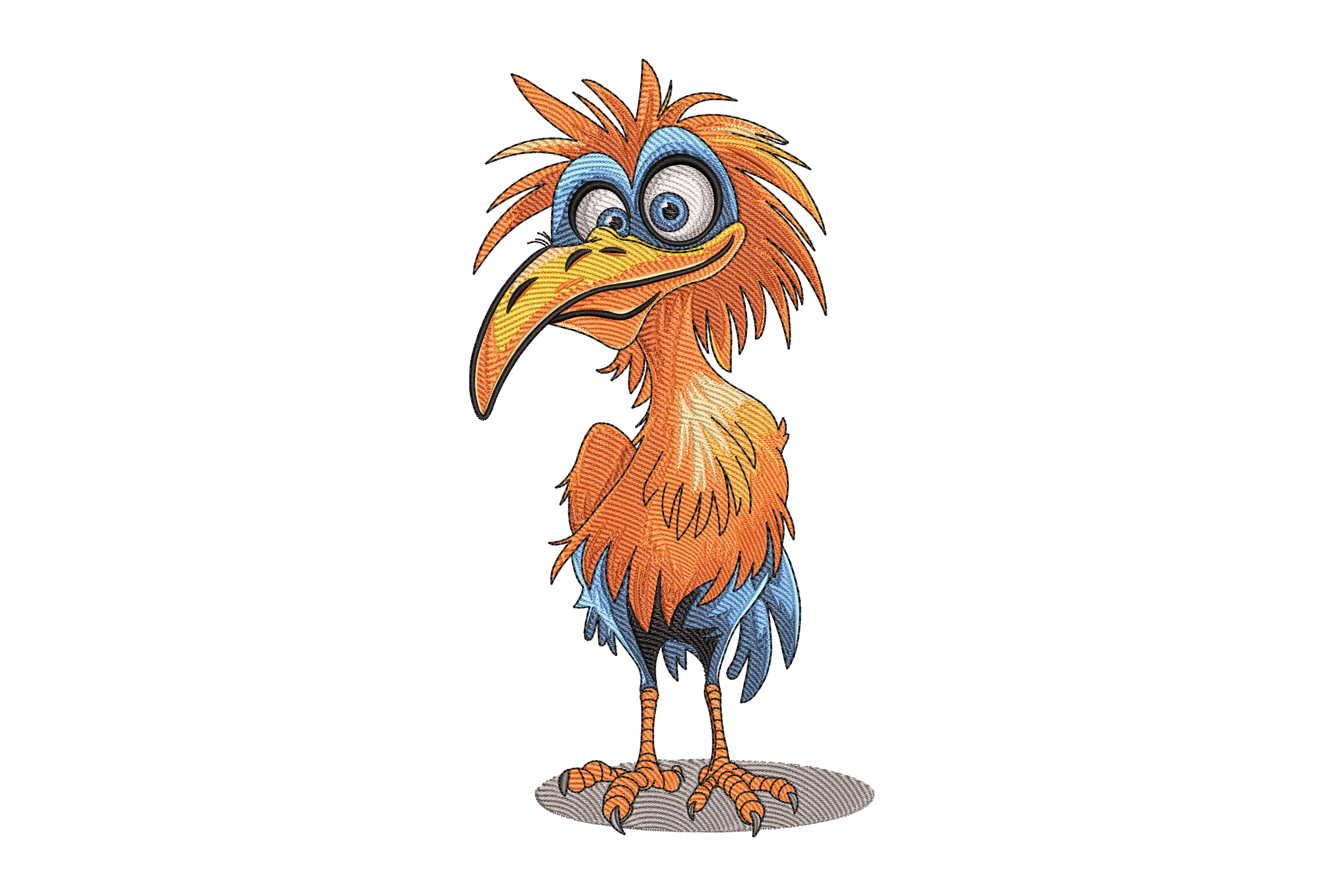 Goofy Tall Bird – Quirky Cartoon Machine Embroidery Design | Embroidize