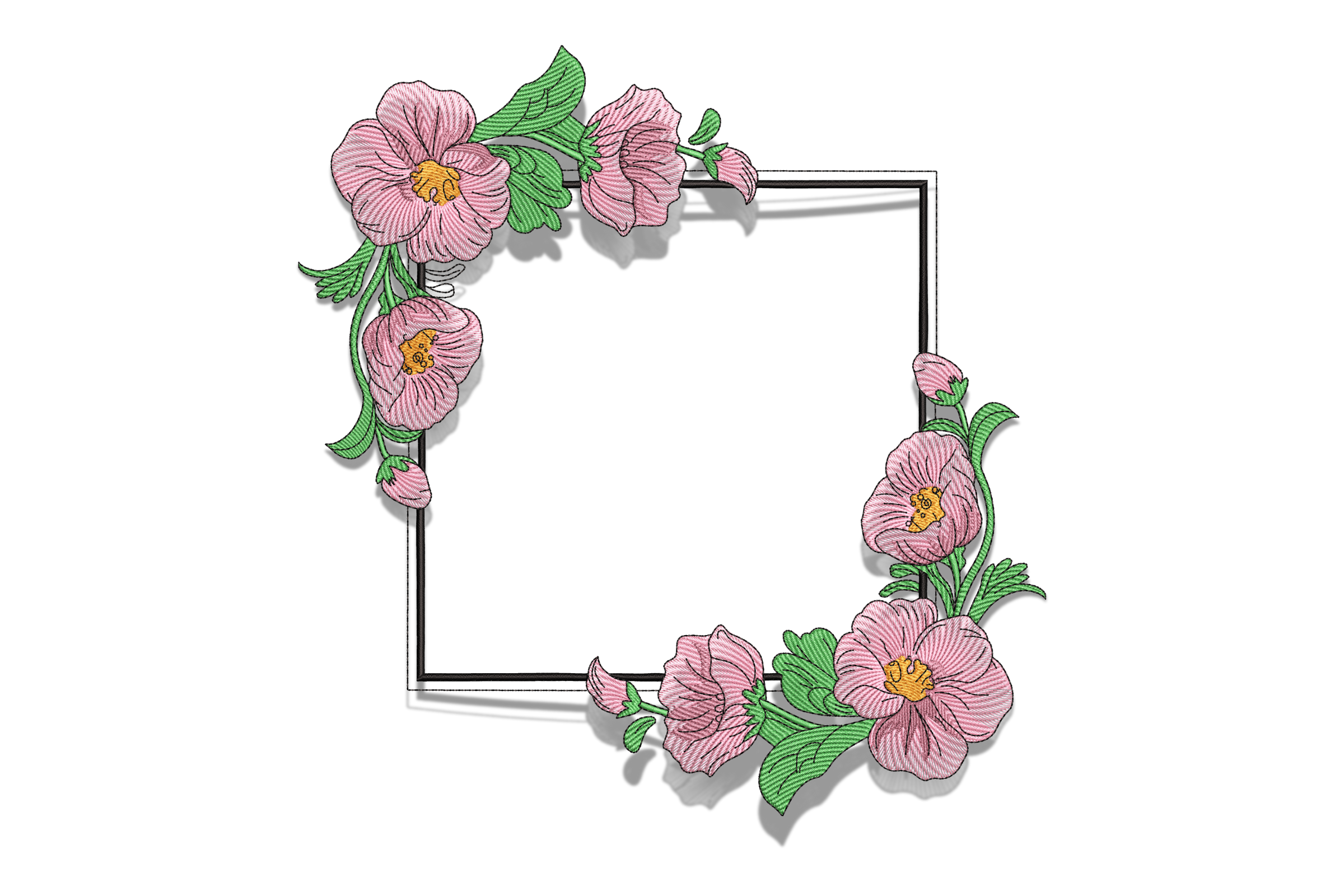 Pink Floral Frame – Machine Embroidery Design | Embroidize
