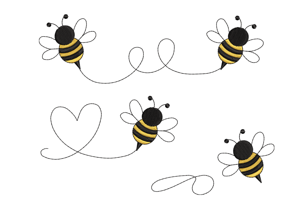 Busy Bees Border – Bumble Bee Machine Embroidery Design | Embroidize