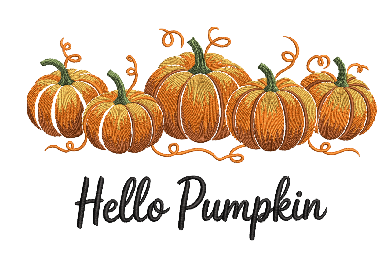 Hello Pumpkin – Farmhouse Fall Embroidery Design | Embroidize