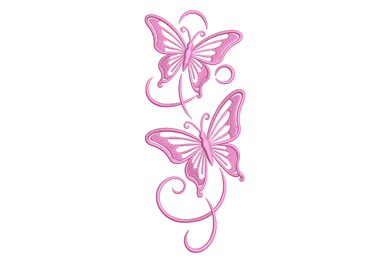 Elegant Pink Butterflies – One-Color Embroidery Design | Embroidize