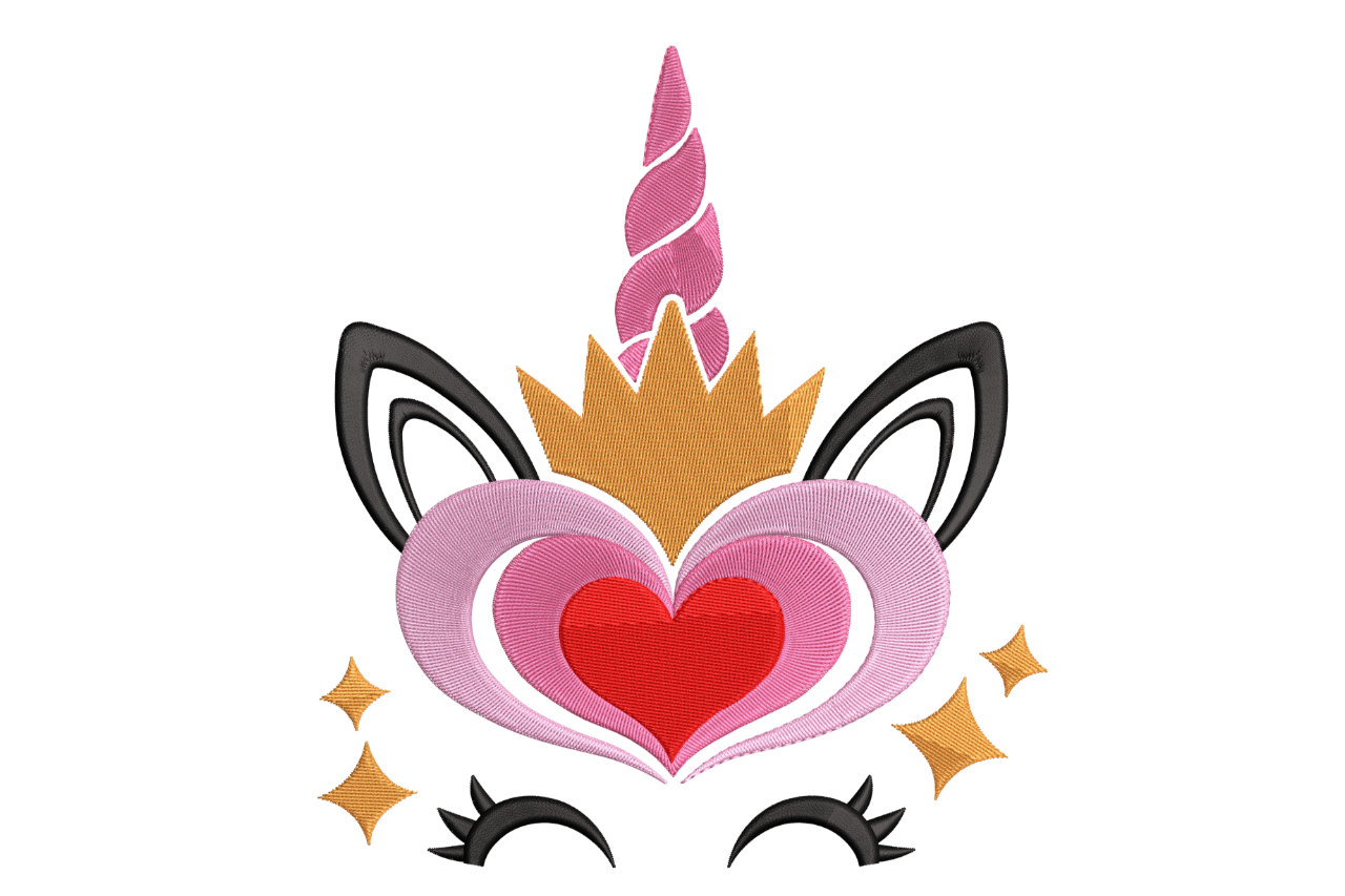 Unicorn Heart Crown – Machine Embroidery Design | Embroidize