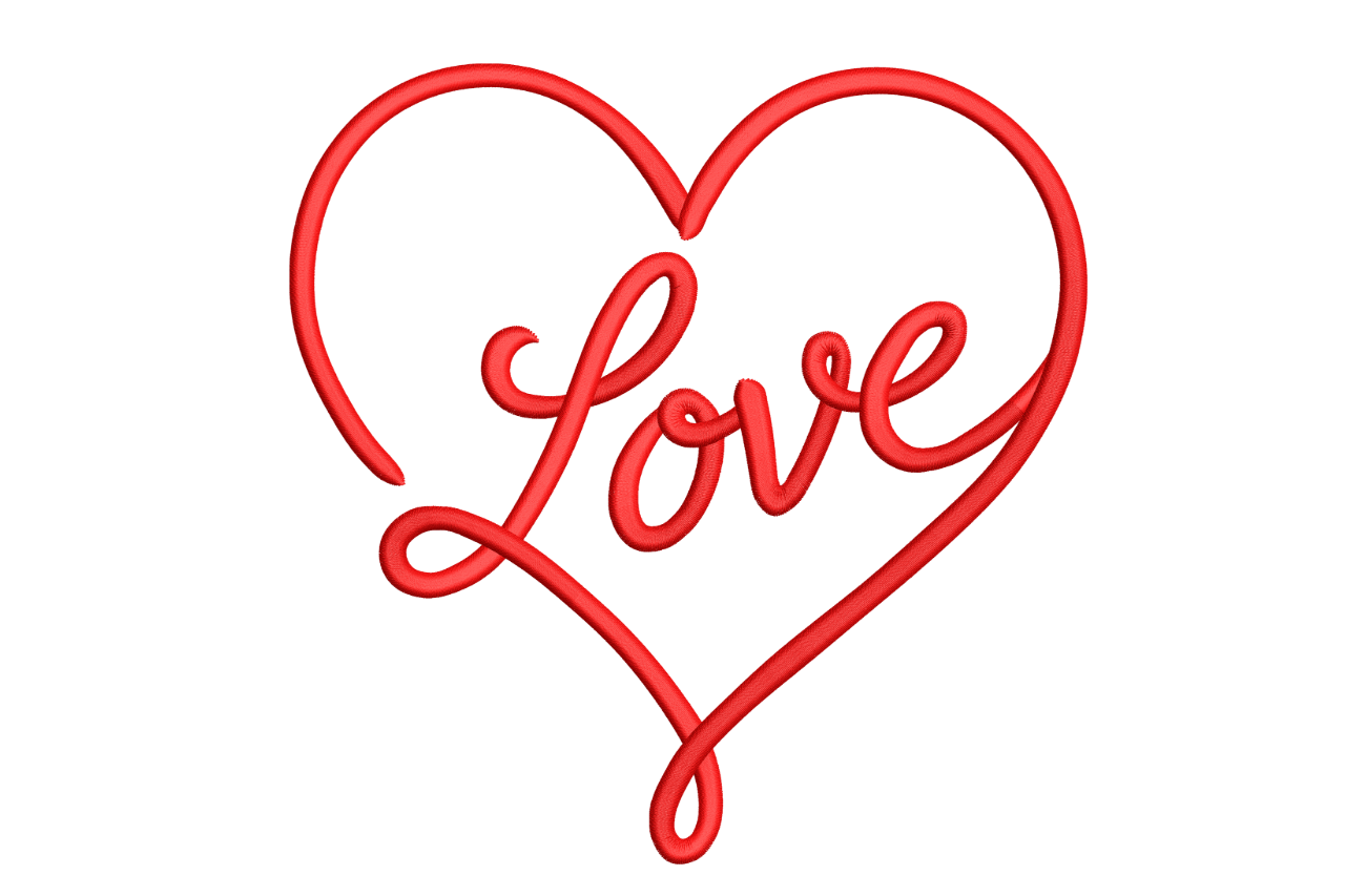 Single Line Love Heart – Minimal Valentine Machine Embroidery Design ...