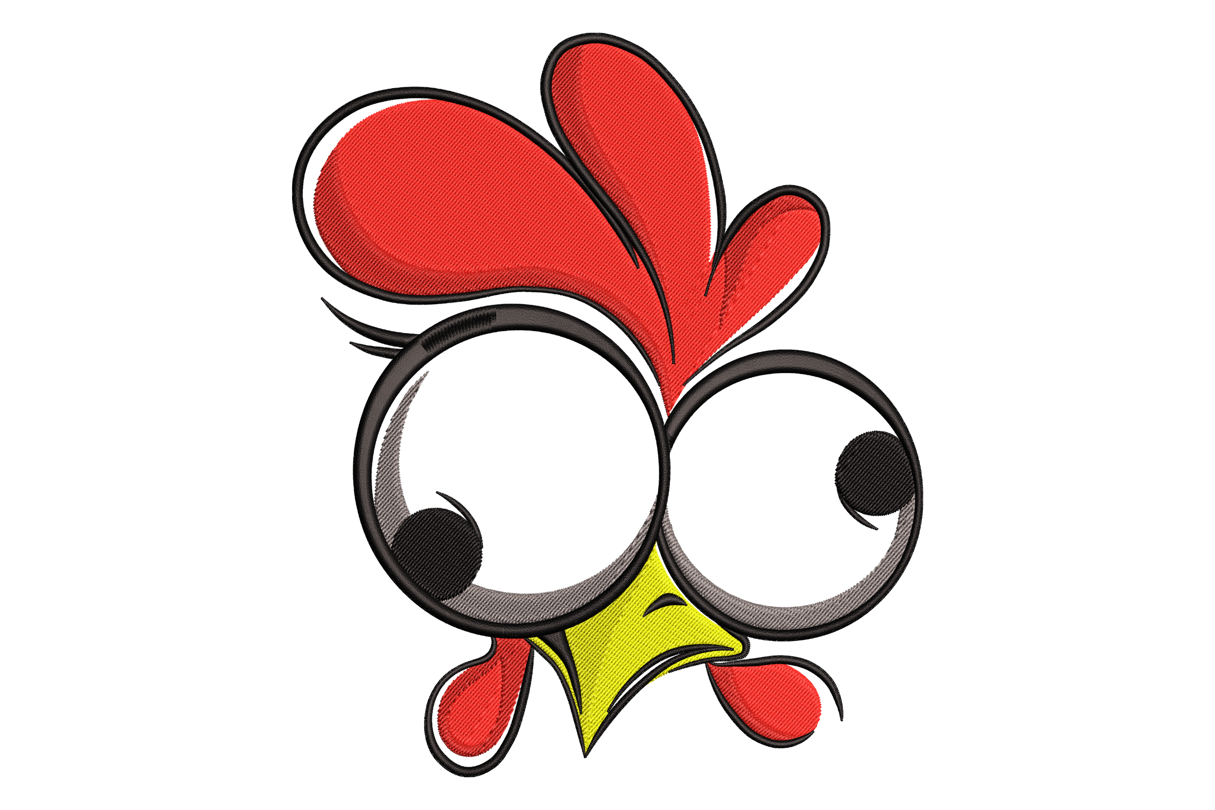 Funny Chicken Eyes – Cartoon Farm Embroidery Design | Embroidize